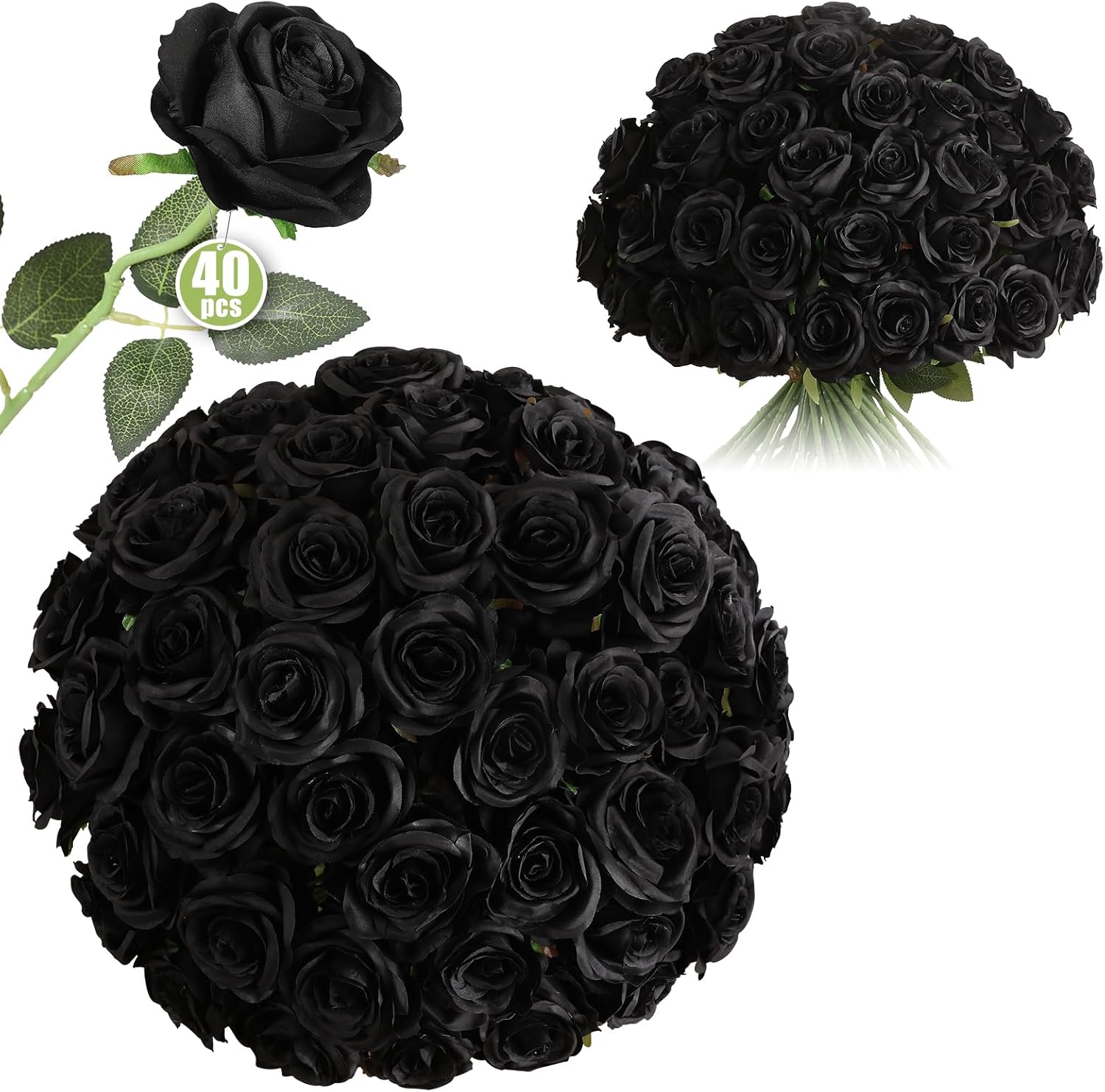 Amazon.com: Luyue 40PCS Fake Roses Artificial Flowers with Stems Silk Fake Flowers Bouquet ...