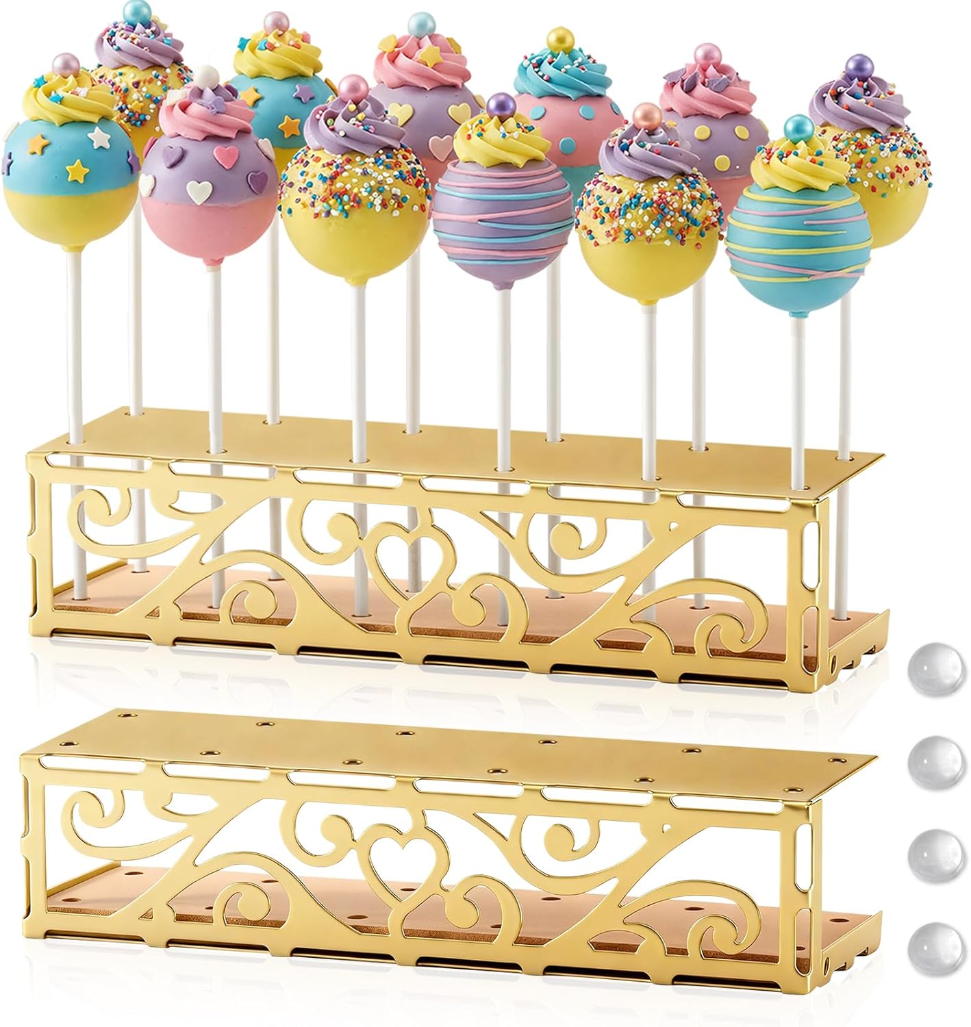 Amazon.com | LinyAlmY 2Pack Cake Pop Stand Display,24 Holes Metal ...