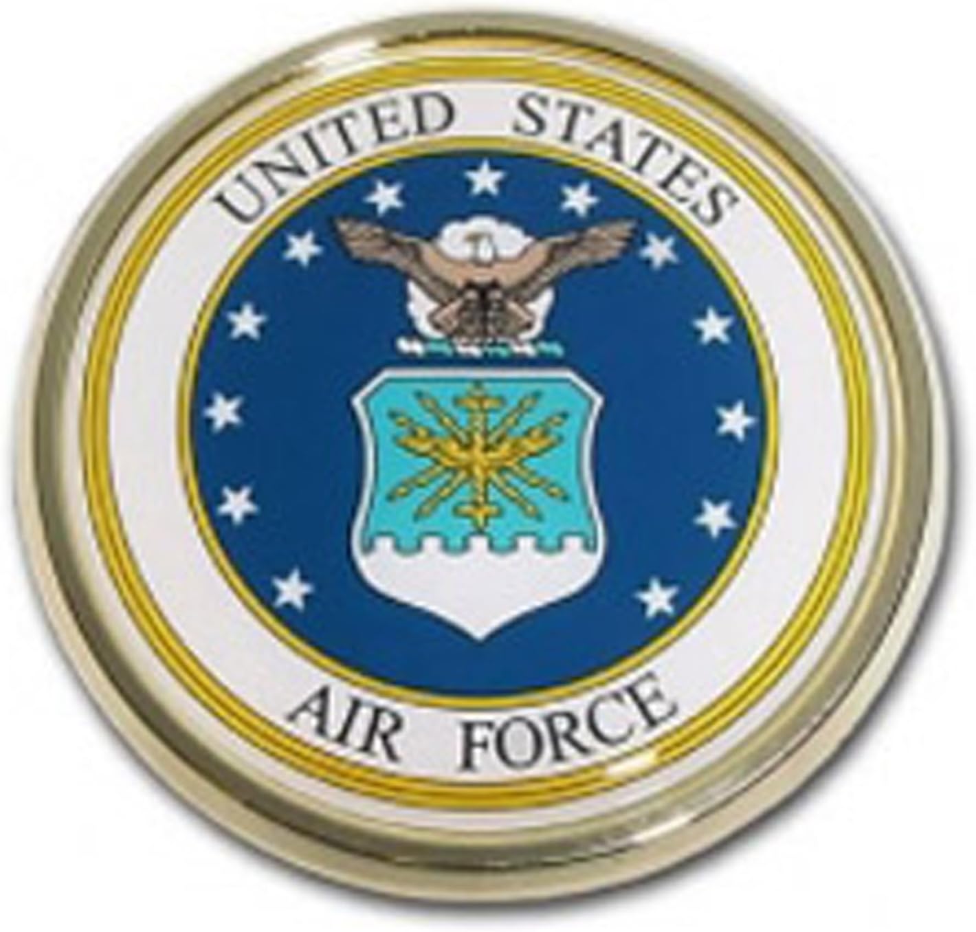 US Air Force Seal USAF Round Military Chrome Auto Emblem