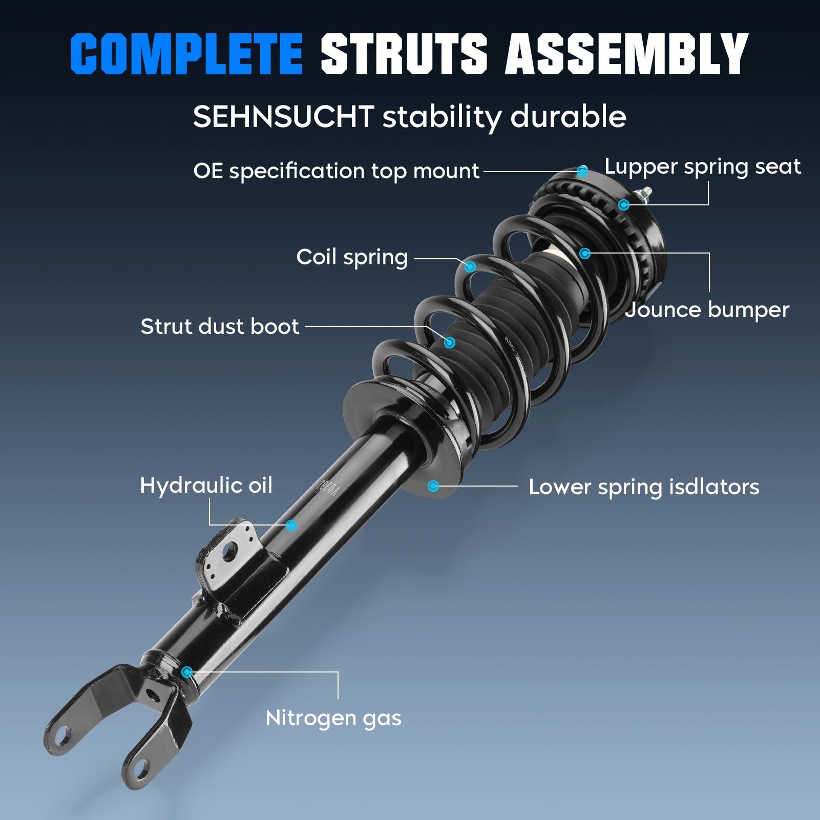 Snapklik.com : Front Complete Coil Spring Strut Shock Absorber Compatible