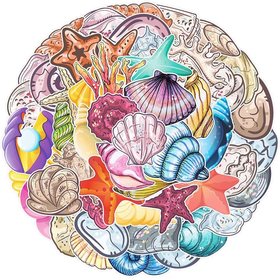 Amazon.com: Lovely Shell Stickers Pack for Kids Teens Boys Girls|50 Pcs ...