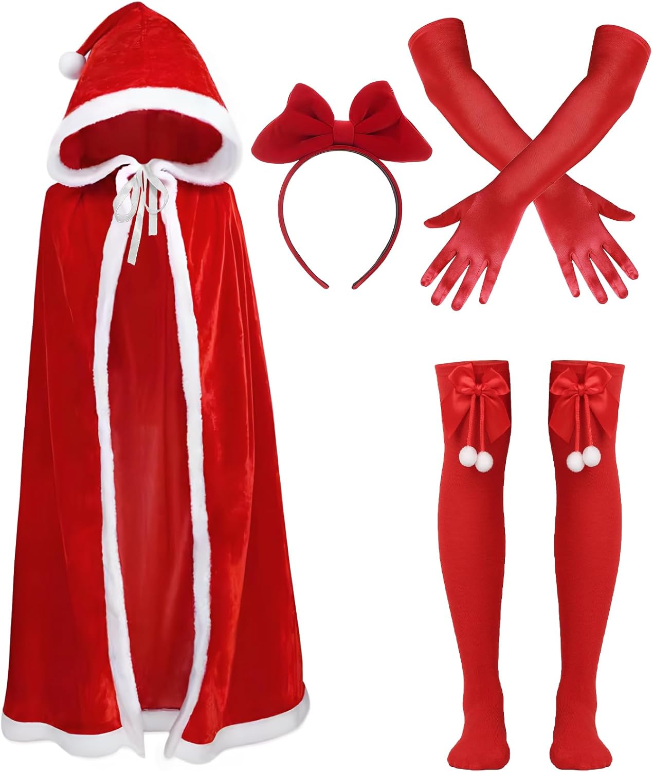 Amazon.com: Christmas Santa Claus Robe Hooded Cloak, Red Velvet Santa ...