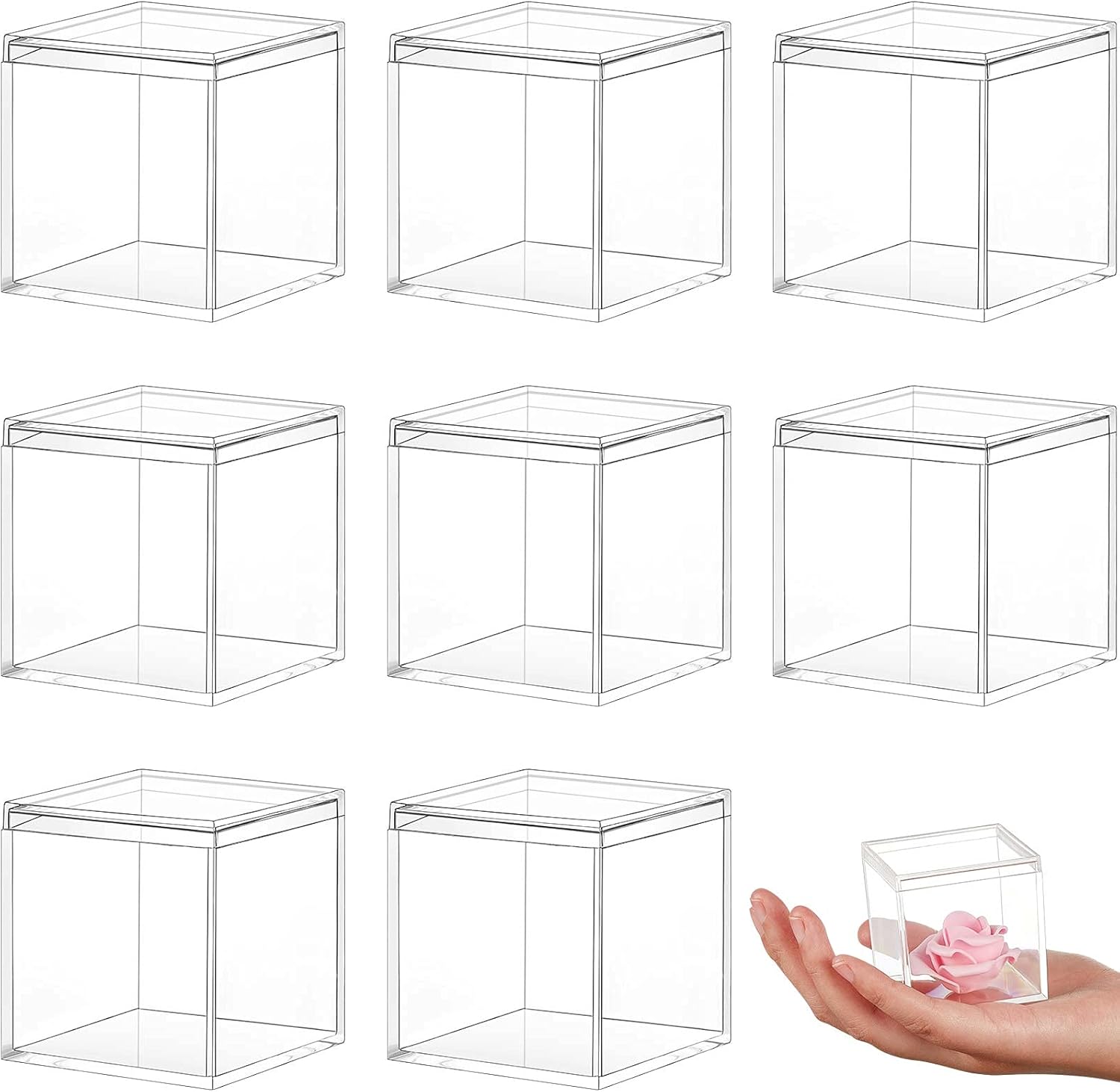 Amazon.com: Blulu 8 Pieces Clear Acrylic Plastic Jewelry Box Mini ...