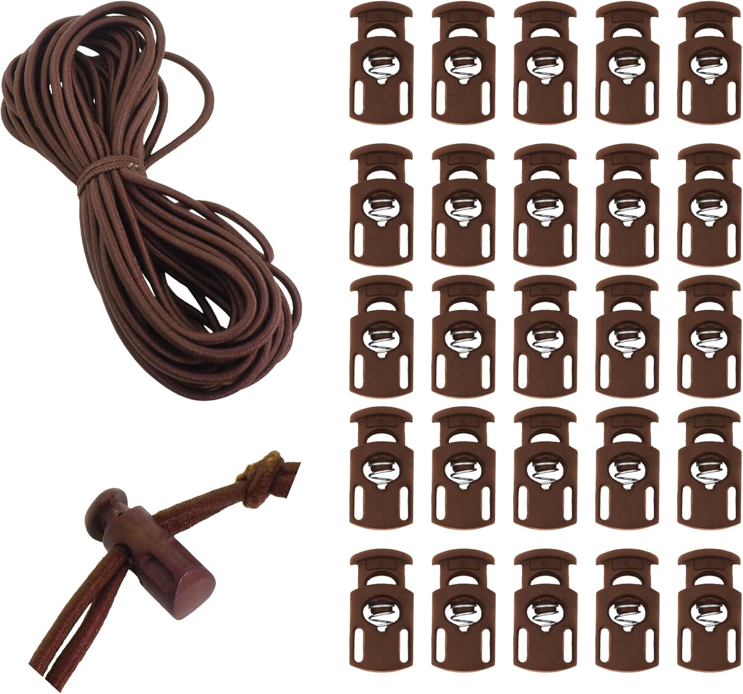 Amazon.com: Mandala Crafts Brown Shock Cord & Plastic Cord Locks for ...