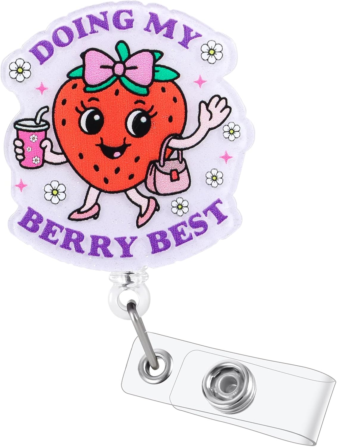 Amazon.com : Doing My Berry Best Cute Strawberry Badge Reel ...