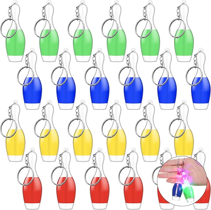 Amazon.com: Ecally 24 Pcs Colorful Flash Mini Bowling Pin Keychains LED ...