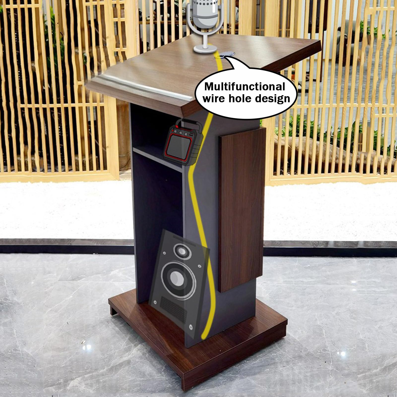 Height Adjustable Lectern With Wheels VINGLI Adjustable Height Portable ...
