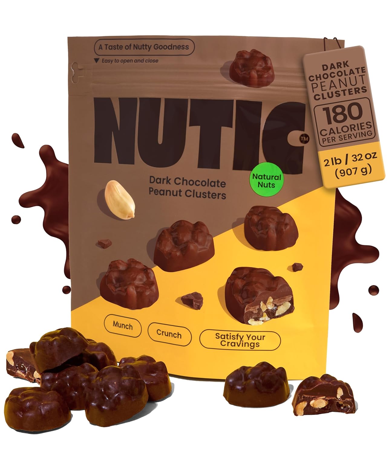 Amazon.com : Nutic Dark Chocolate Peanut Clusters - 2LB, Decadent ...