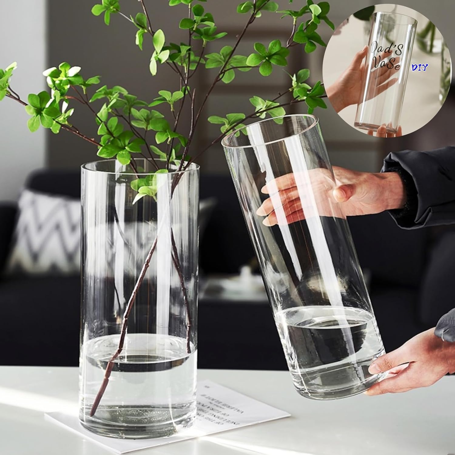 Amazon.com: Acrylic Cylinder Plastic Vase for Centerpiece, Unbreakable ...