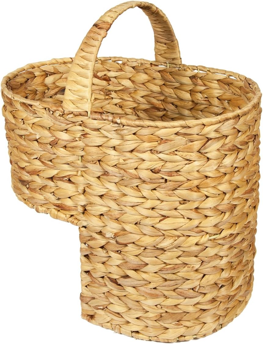H-line Oval Wicker Stair Step Storage Basket With Carry Handle Tidy ...
