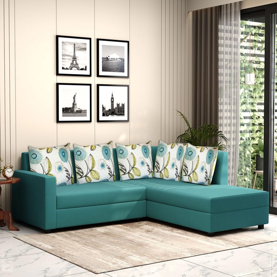 Sunuzu Egenda 5 Seater Fabric RHS Corner L Shape Sofa Set - Teal ...