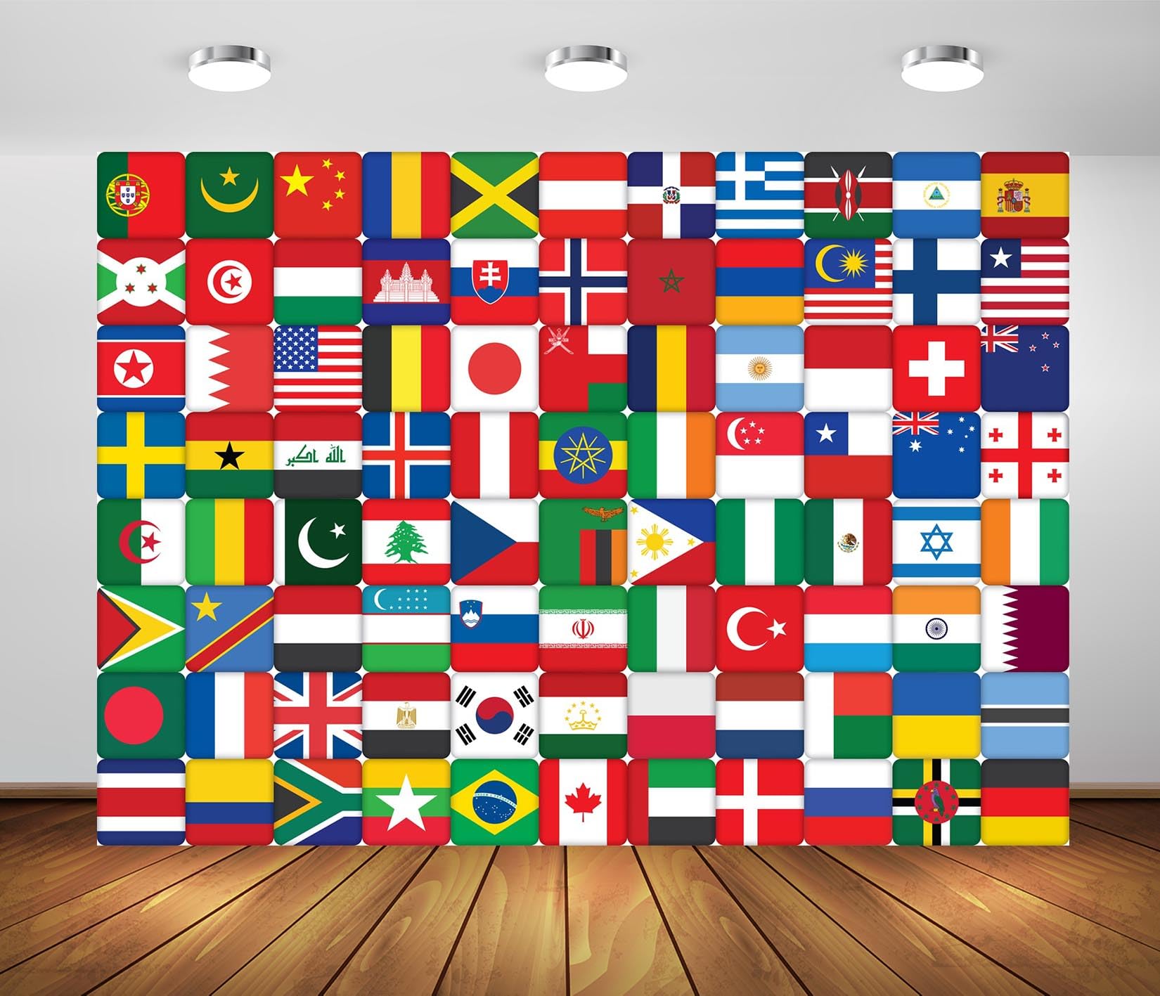 Country Flags BELECO 5x3ft Fabric World Flags Backdrop World Map ...