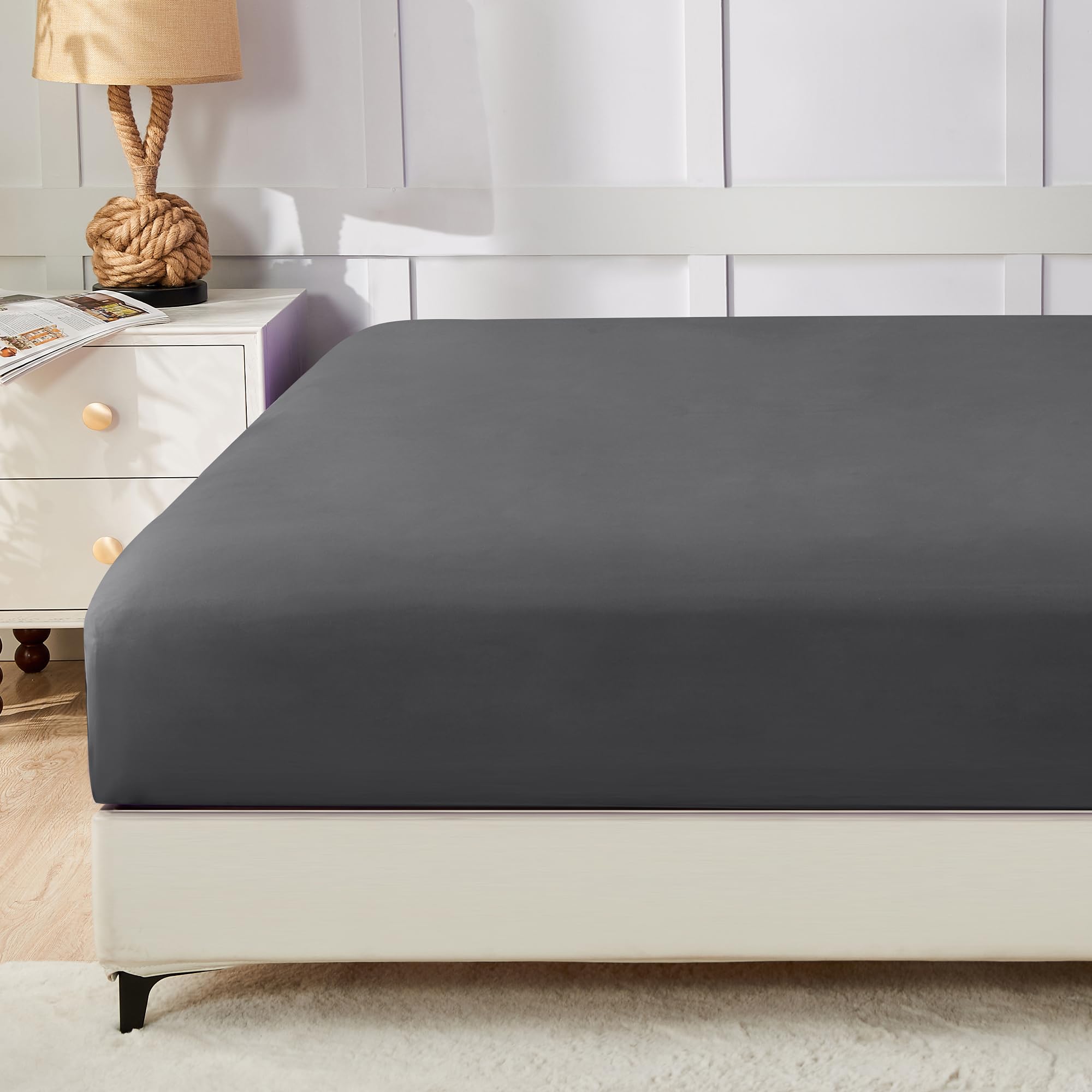 LINENOVA Deep Pocket King Fitted Sheet 1 Piece- 1800TC Ultra-Soft ...