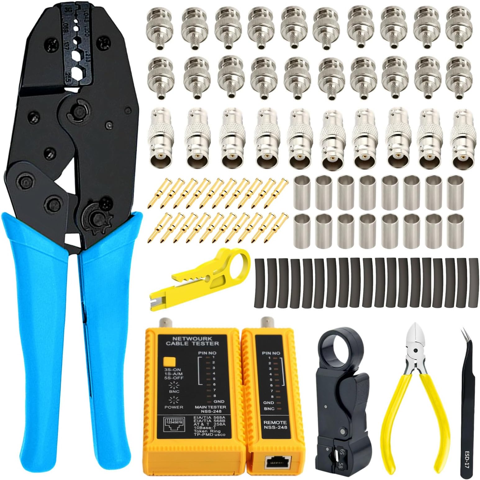 SMA Connector and SMA Crimping Tool Kit, SMA Crimper and 10pcs SMA Male Crimp Connector&10Pcs ...