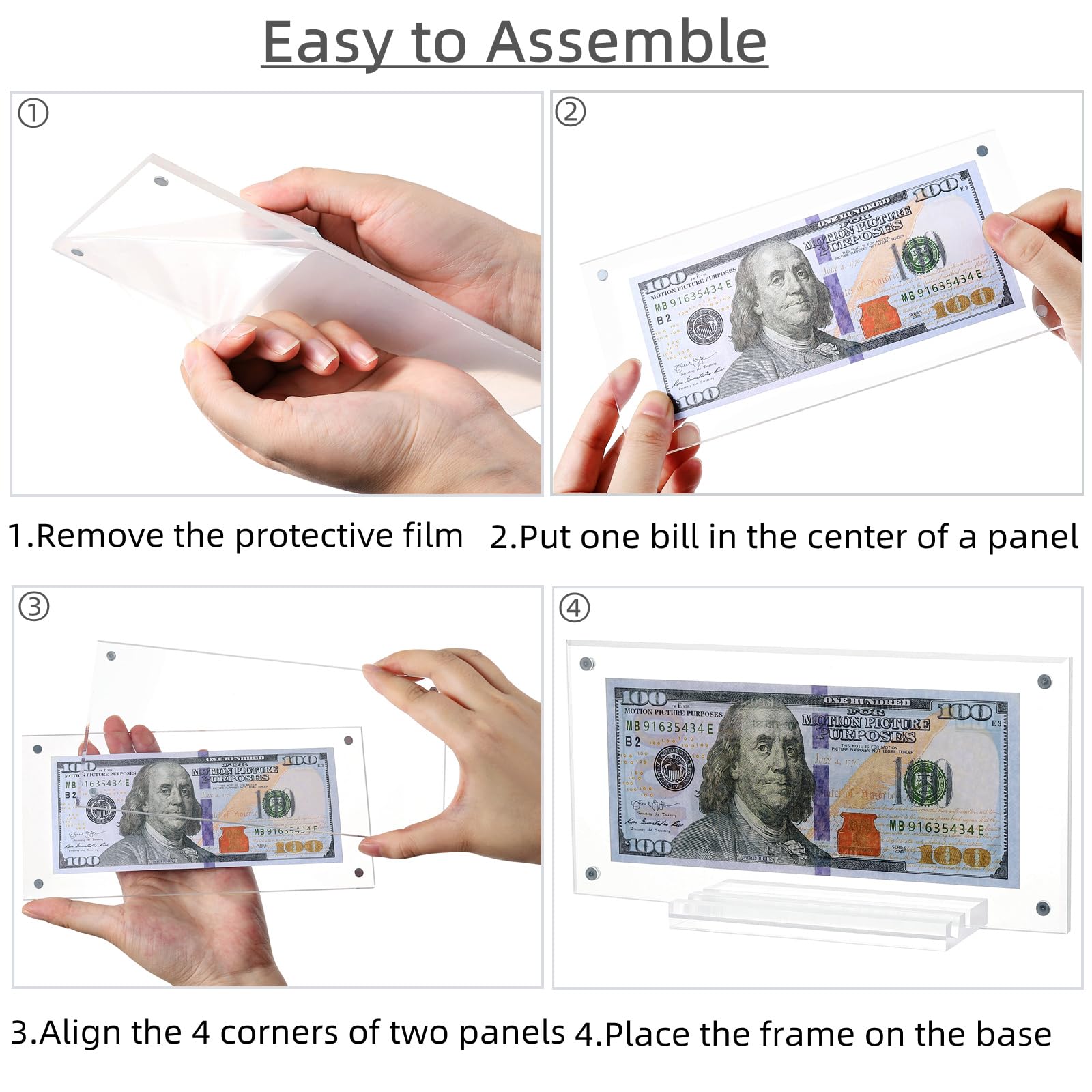 Snapklik.com : 2PCS Thickened Dollar Bill Frame,Dollar Bill Currency ...