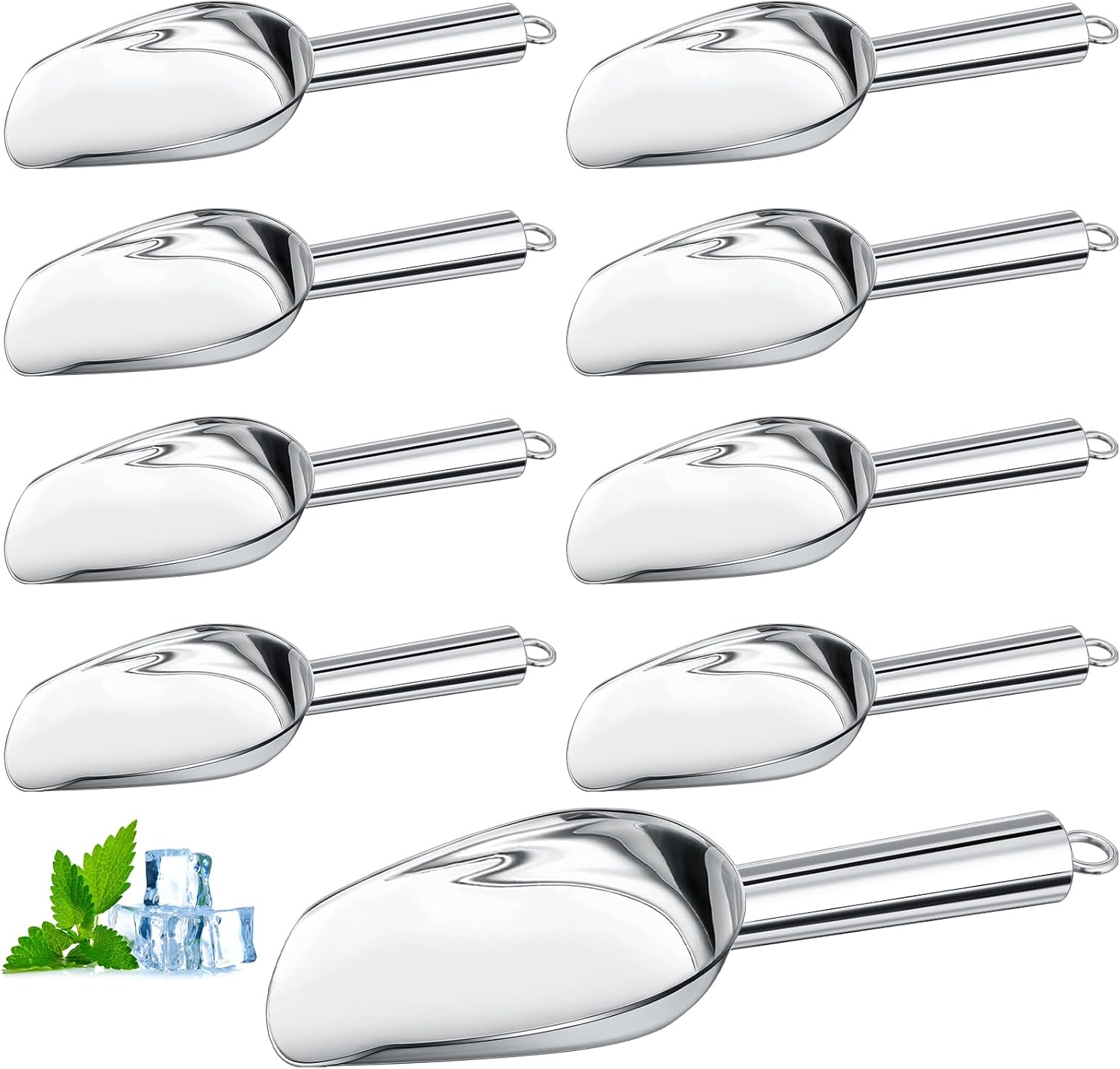 Amazon.com: Zhehao 8 Pcs Metal Ice Scoop 6 oz Stainless Steel Ice ...