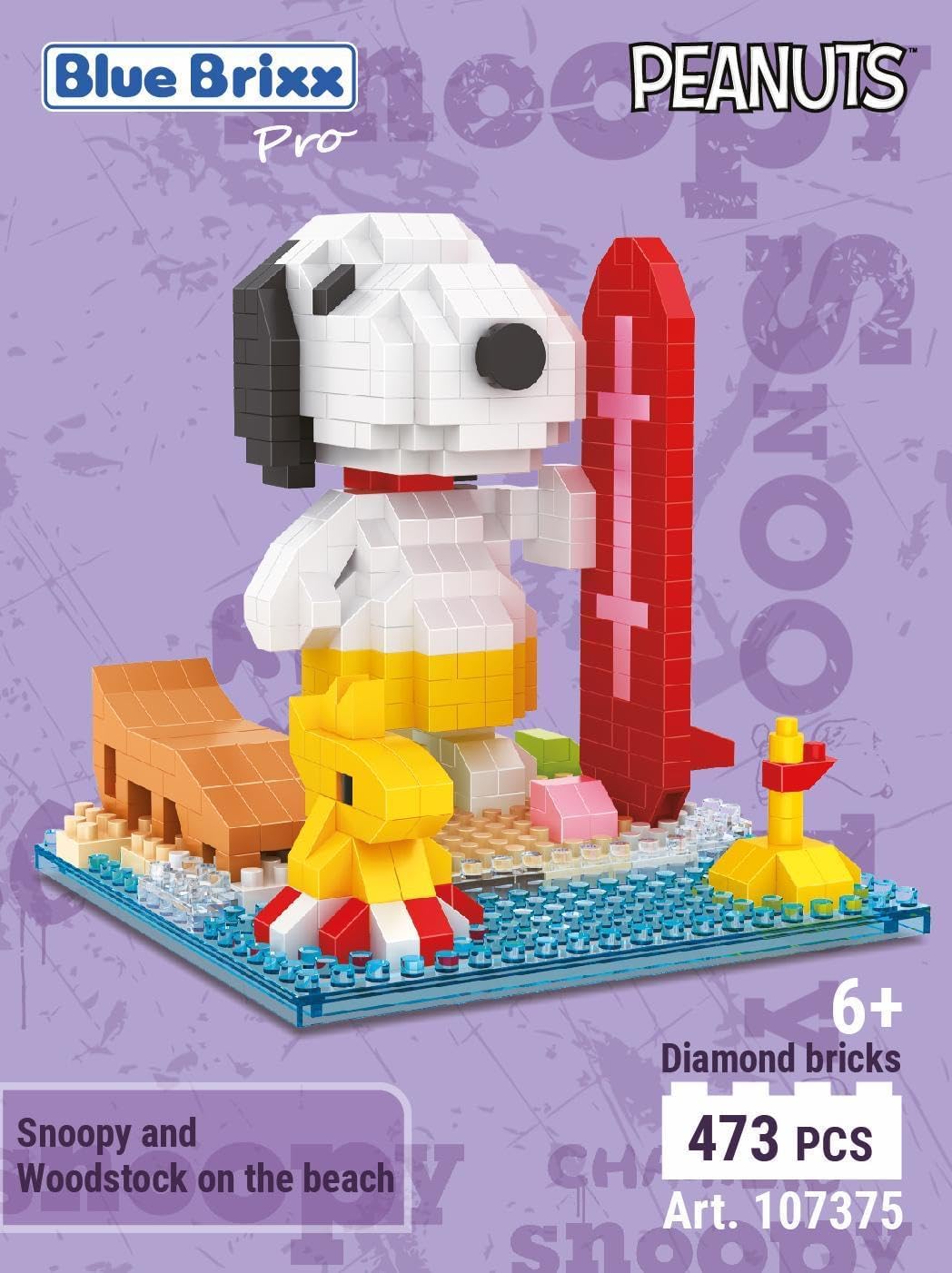 Amazon.com: BlueBrixx Pro 107375 - Snoopy and Woodstock on the Beach ...