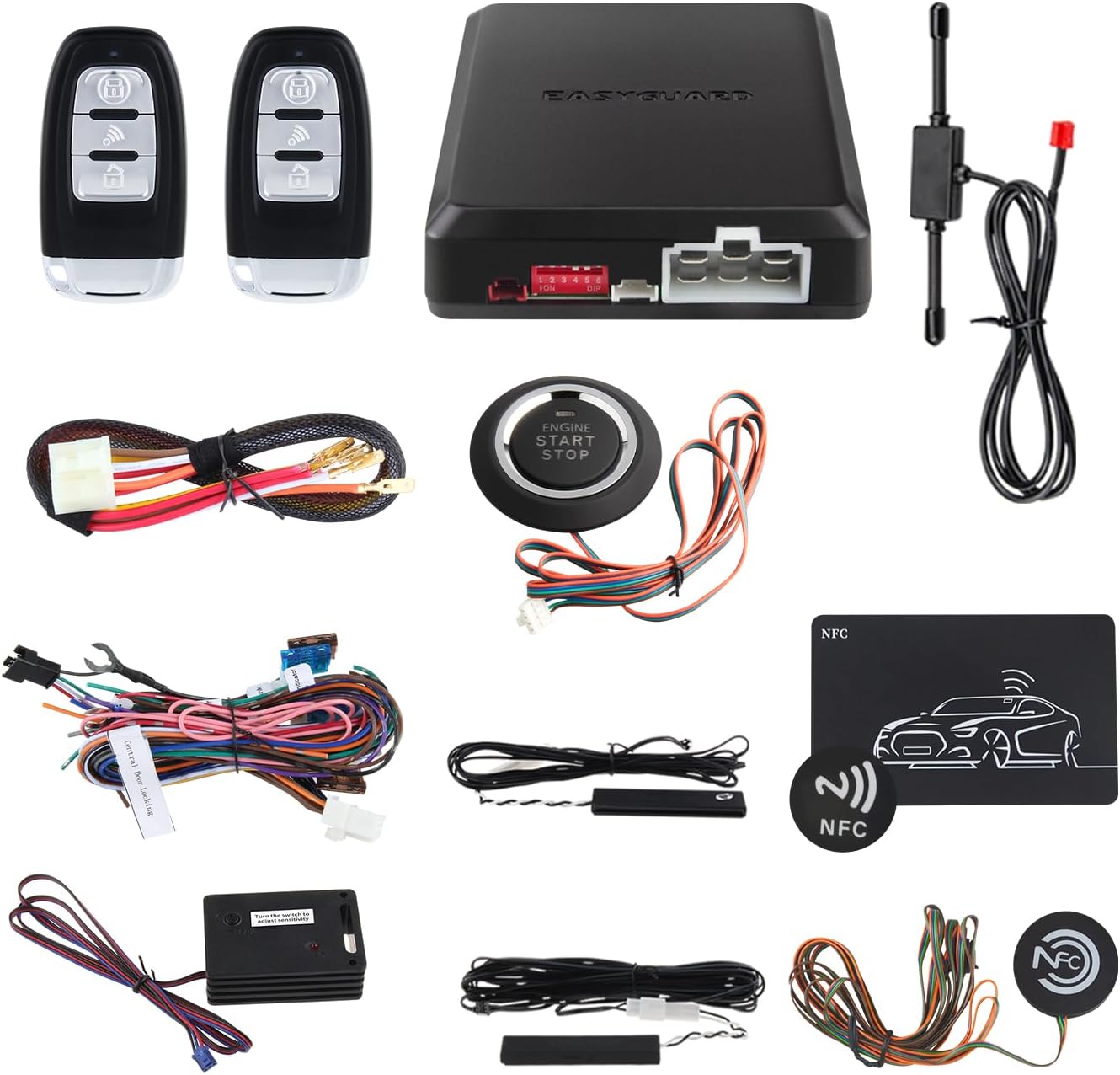 Amazon.com: EASYGUARD EC002-NFC-NS PKE Passive Keyless Entry Car Alarm ...