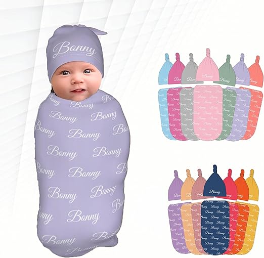 Amazon.com: Atthadassi Personalized Swaddle Set - Baby Girl Boy with ...