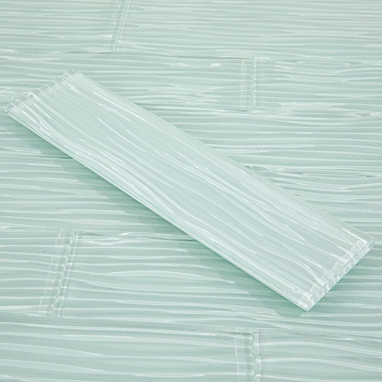 Adedeo Light Green Glass Subway Tile Water Wave 3 x 12 Inch for ...