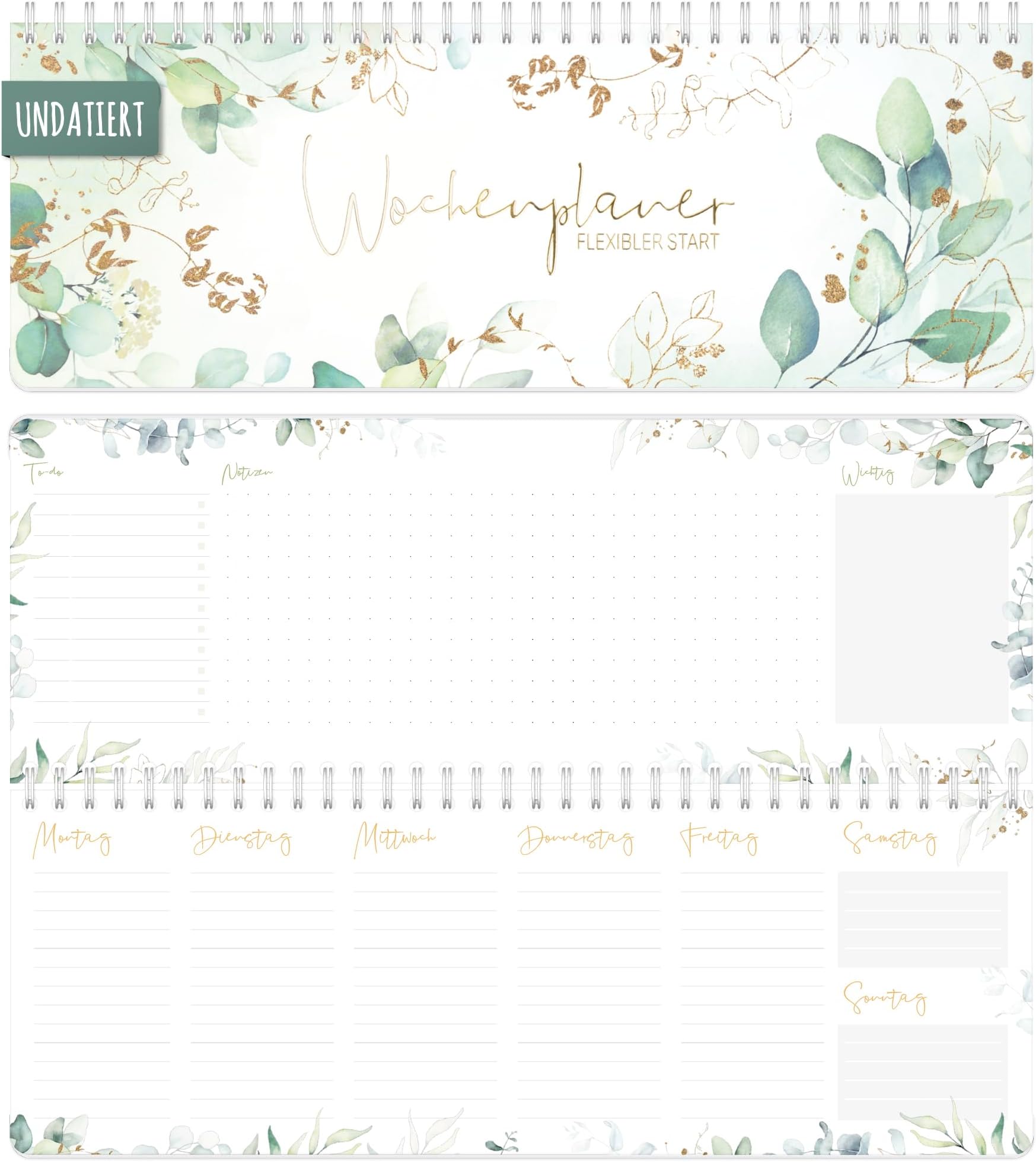 Häfft® Wochen-Tischkalender 2025 quer zum Aufstellen "Rainbow" 1 Woche ...