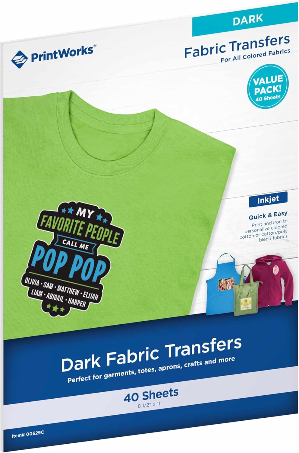 Amazon.com: PrintWorks Iron on Heat Transfer Paper for Inkjet Printer ...