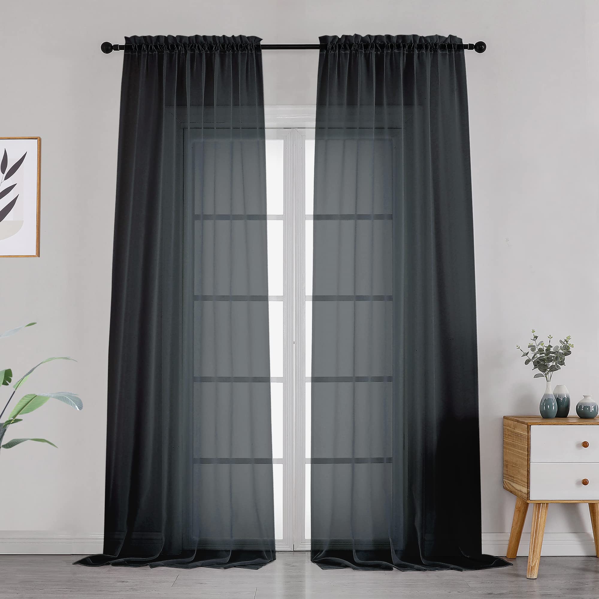 Black Sheer Window Curtains A Touch Of Sunshine Black Heavy Semi Sheer