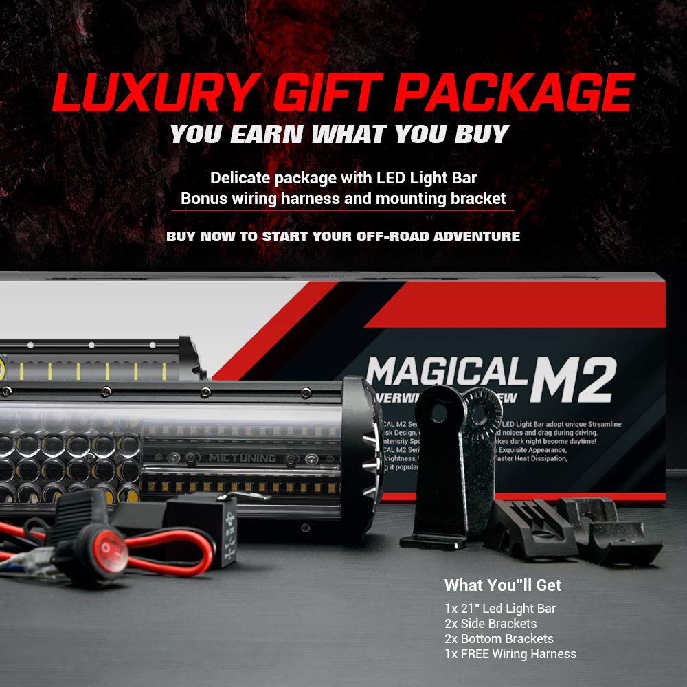 MICTUNING Magical M2 21 Inch Aerodynamic LED Light Bar - 180w Quad Row ...