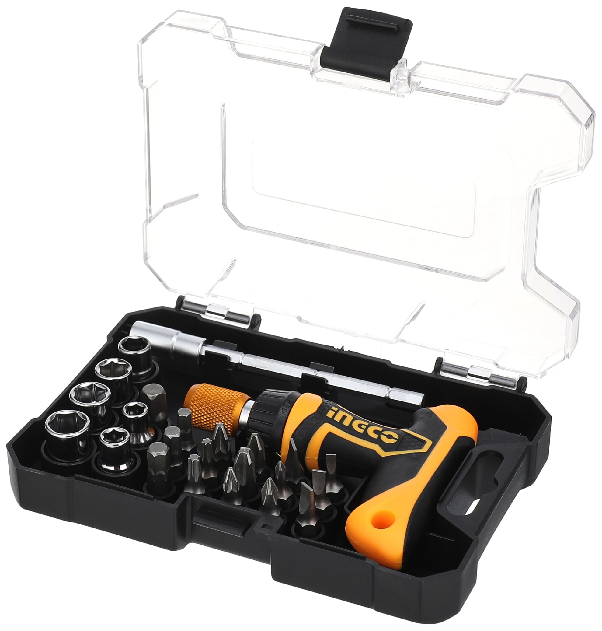 Ingco HKSDB0188 T-Handle Wrench Screwdriver, 24 Pieces - Black and ...