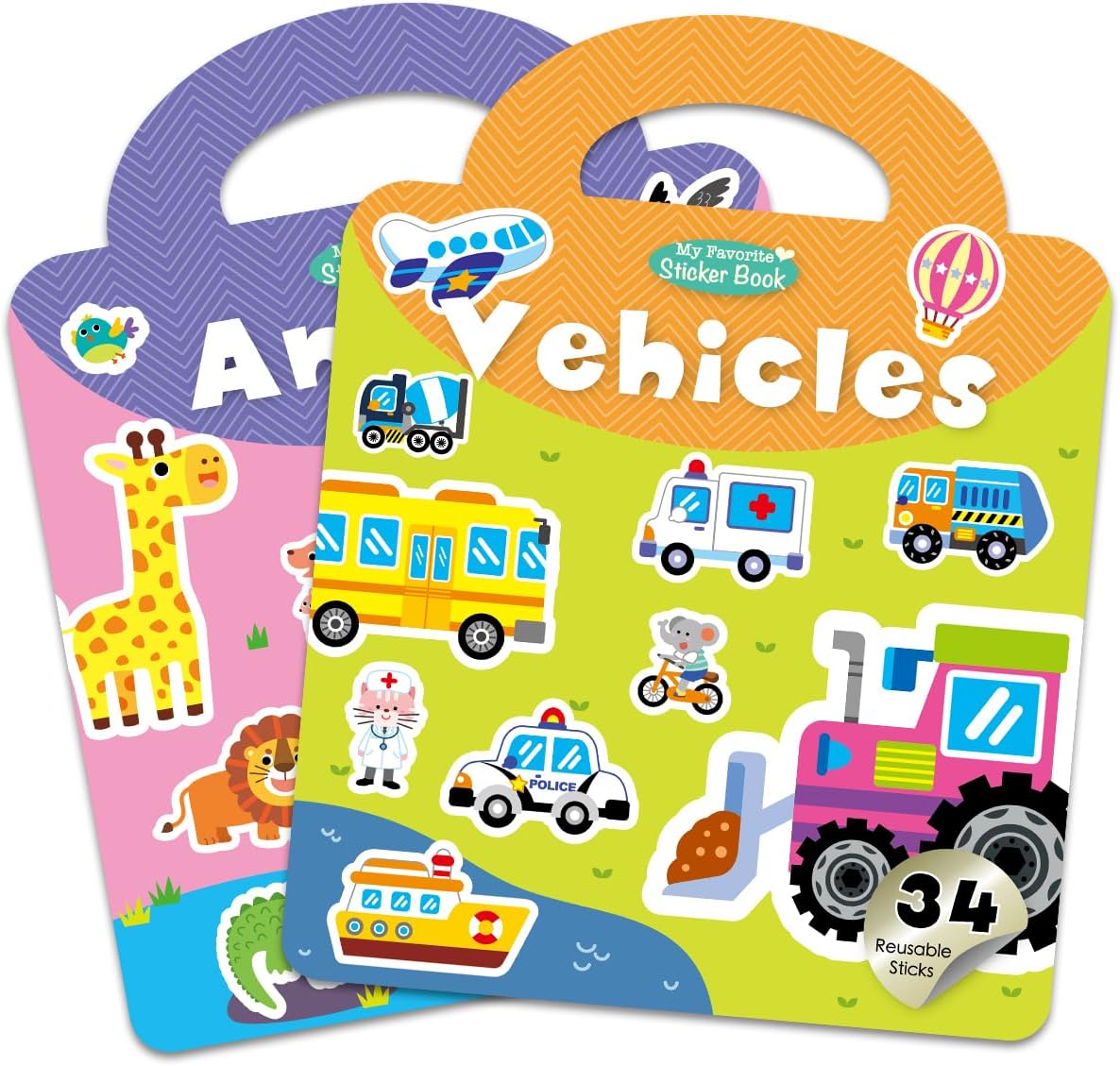 Amazon.com: 2Set Reusable Sticker Books for Toddlers 3+, Animals ...