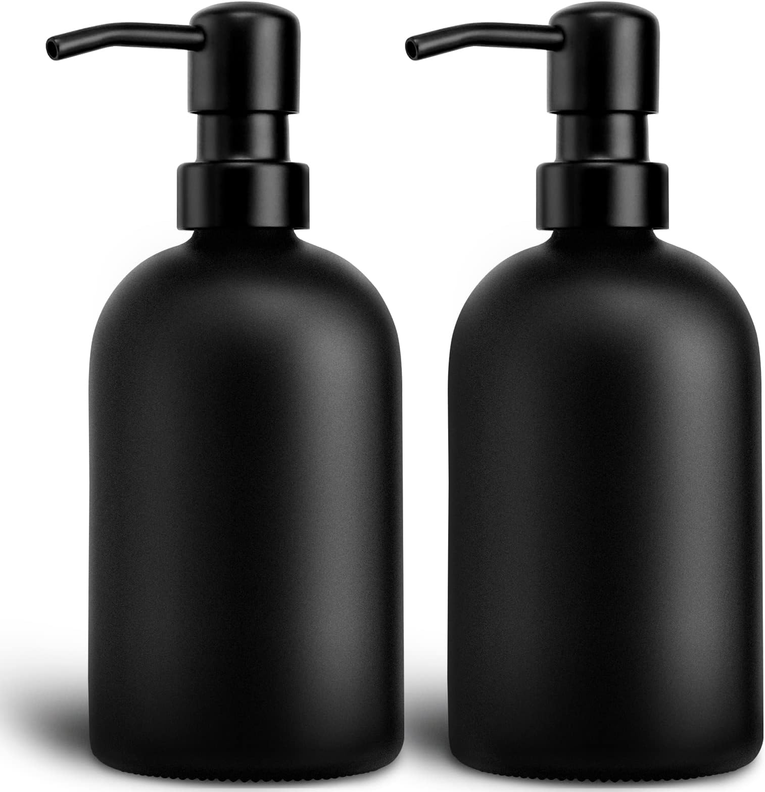 Amazon.com: 2 Pack Thick Matte Black Glass Soap Dispenser Bottles - 16 ...