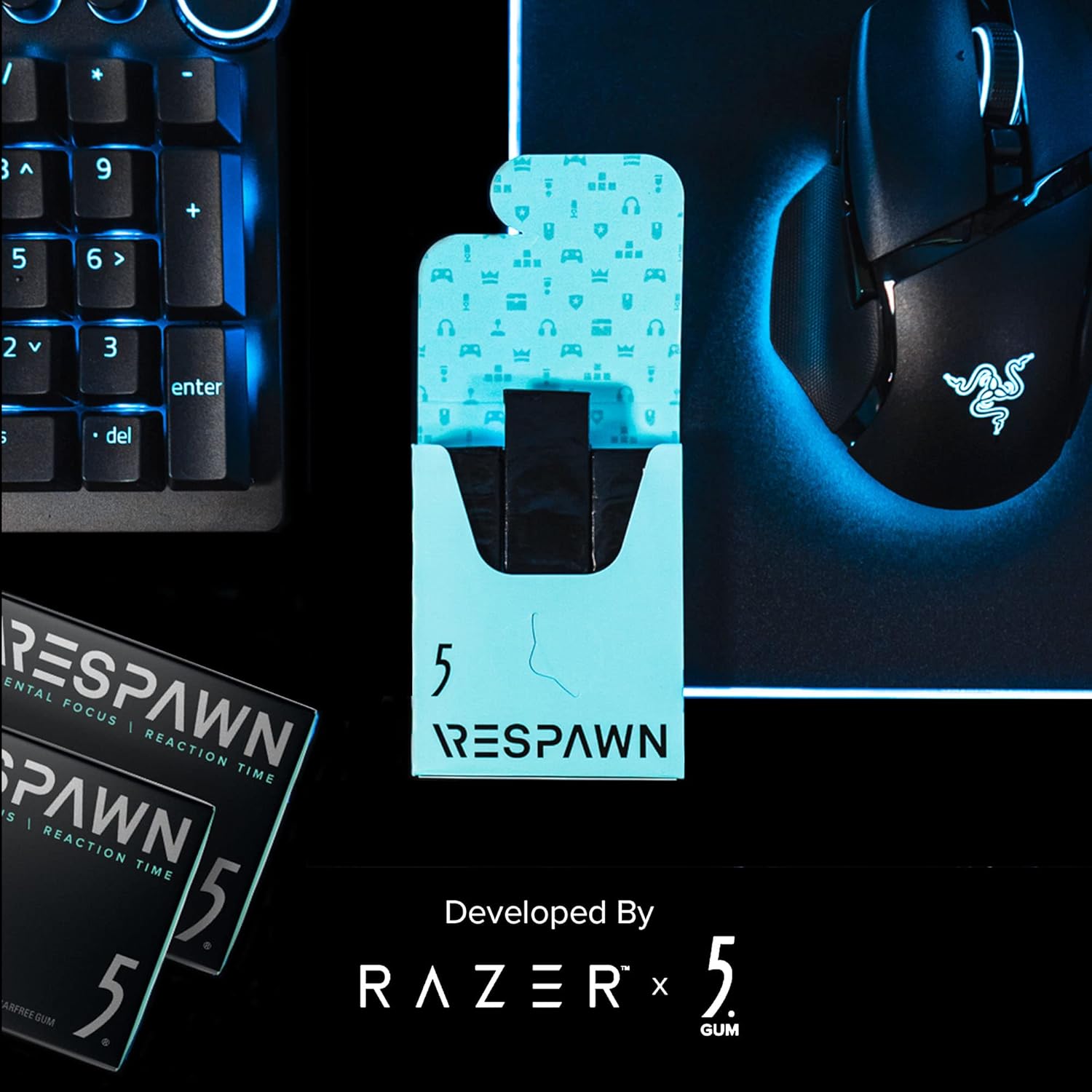 Buy RESPAWN By 5 Mental Focus Gum - Cool Mint - Sugar-Free Chewing Gum ...