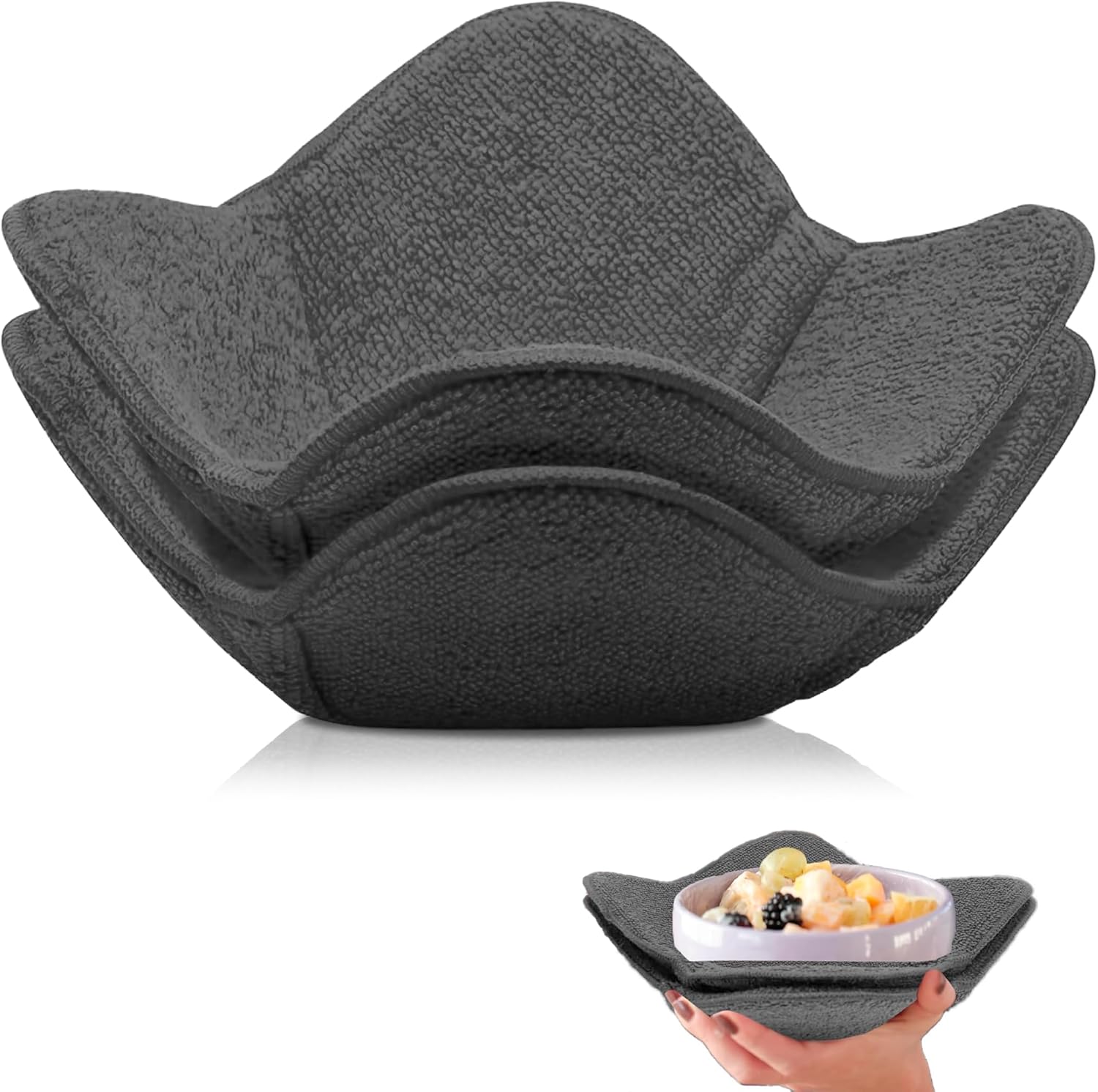 Amazon.com: Set 2X Gray 7" sq. x 4" H Bowl Holders - Polyester Hot Soup ...