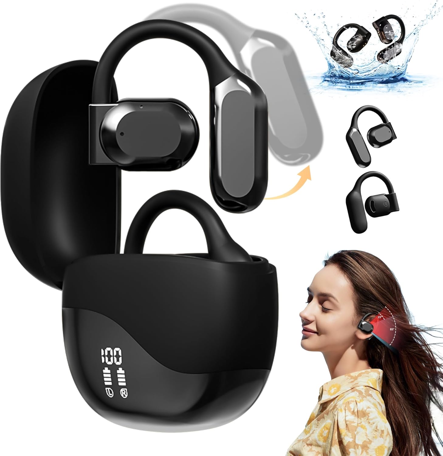 Amazon.com: Open Ear Headphones, Earbuds with Ear Hooks, Wireless ...
