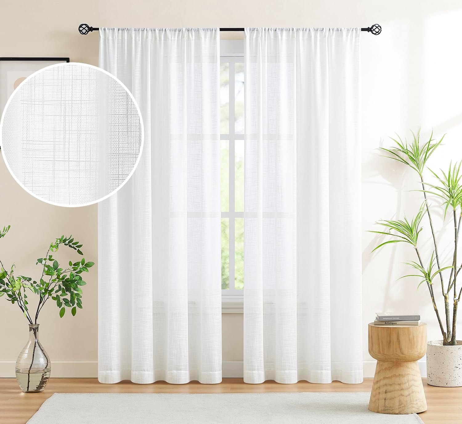 Amazon.com: Treatmentex Small Sheer White Window Curtains for Living ...