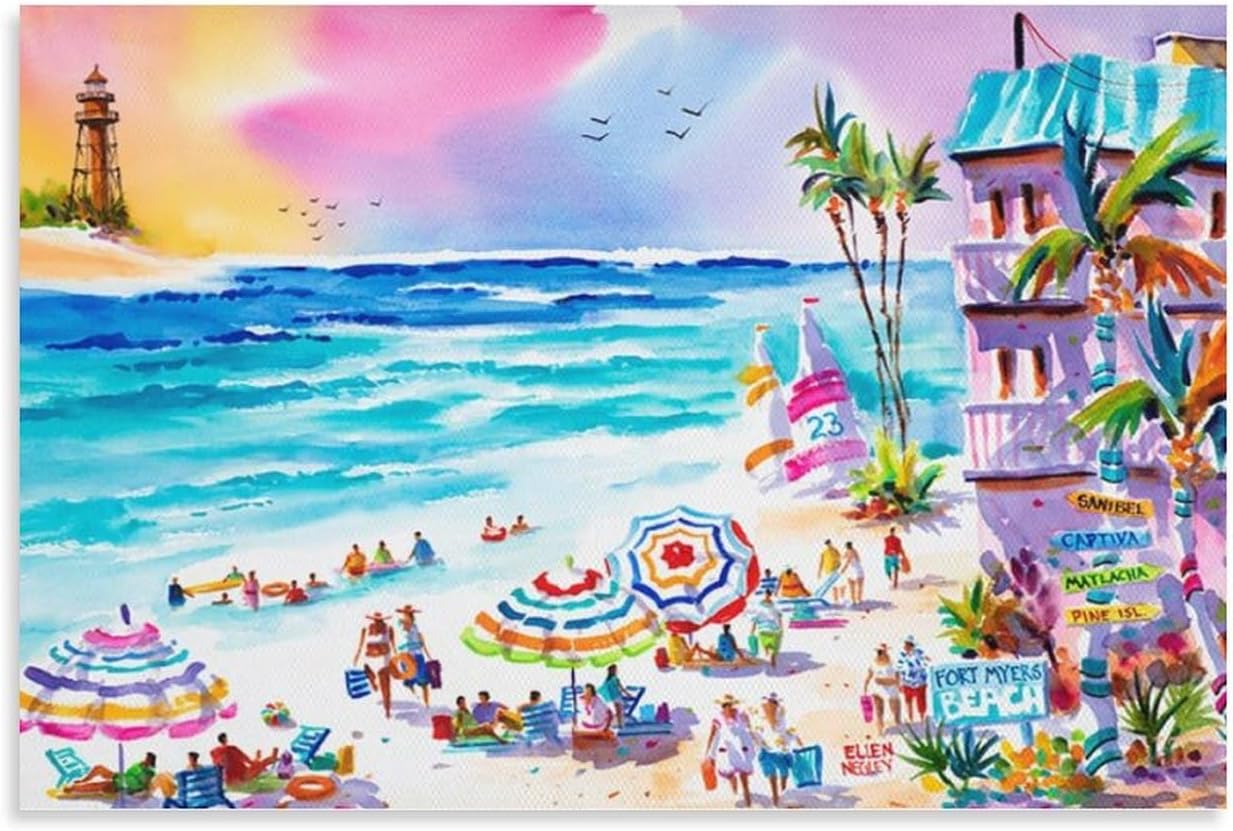 Amazon.com: LandscapePoster FortMyers Beach Art,Sanibel FloridaPrints ...
