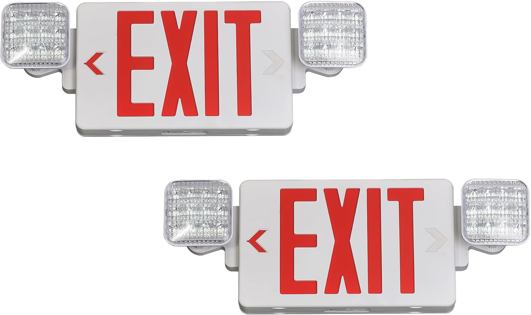 OSTEK Red LED Exit Sign with Emergency Lights，Two LED Adjustable Head ...