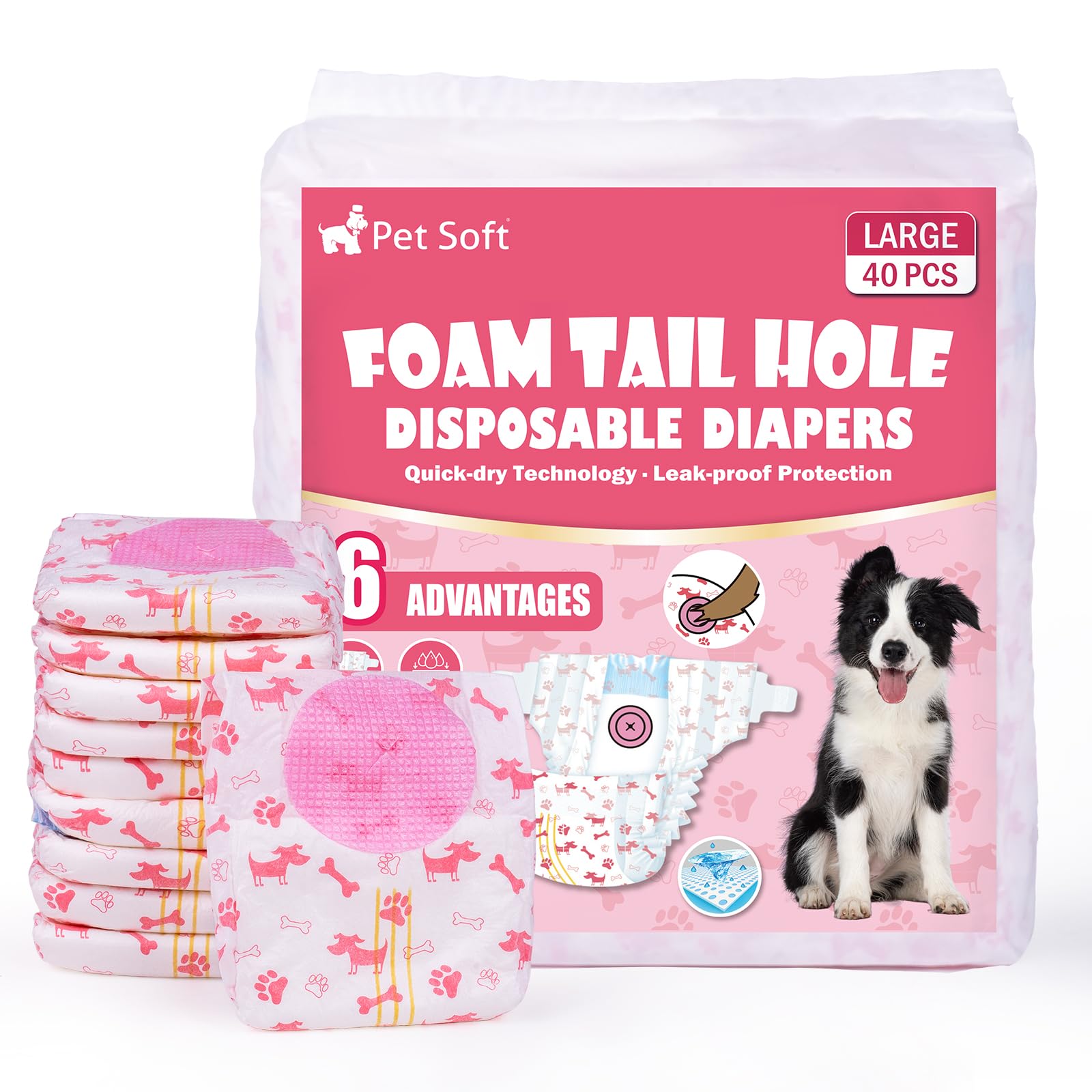 Amazon.com : Pet Soft Disposable Dog Diapers - Female Dog Diapers with ...