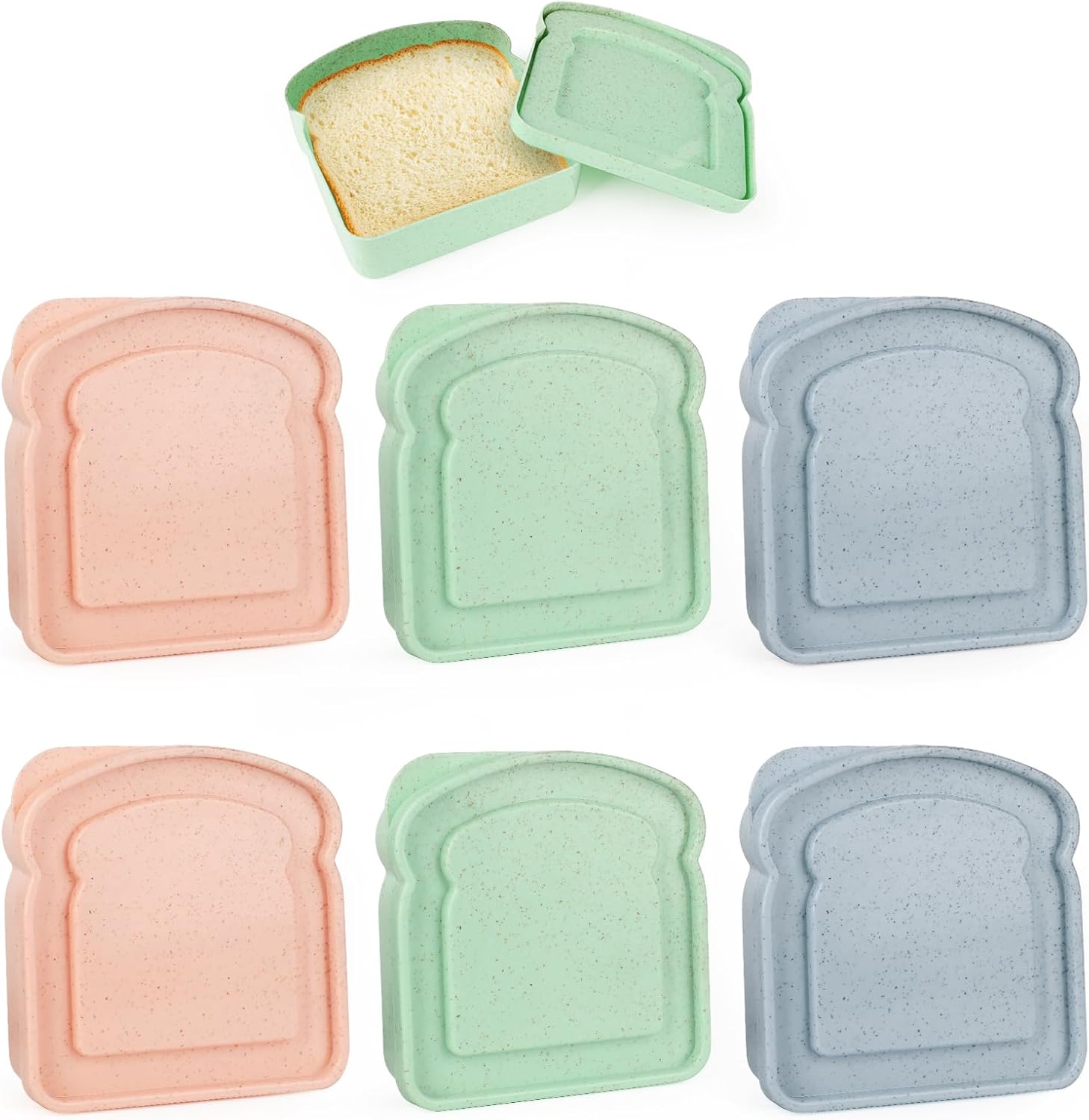 Amazon.com: Sandwich Containers, 6Pcs Reusable Sliced Toast Boxs, Bread ...
