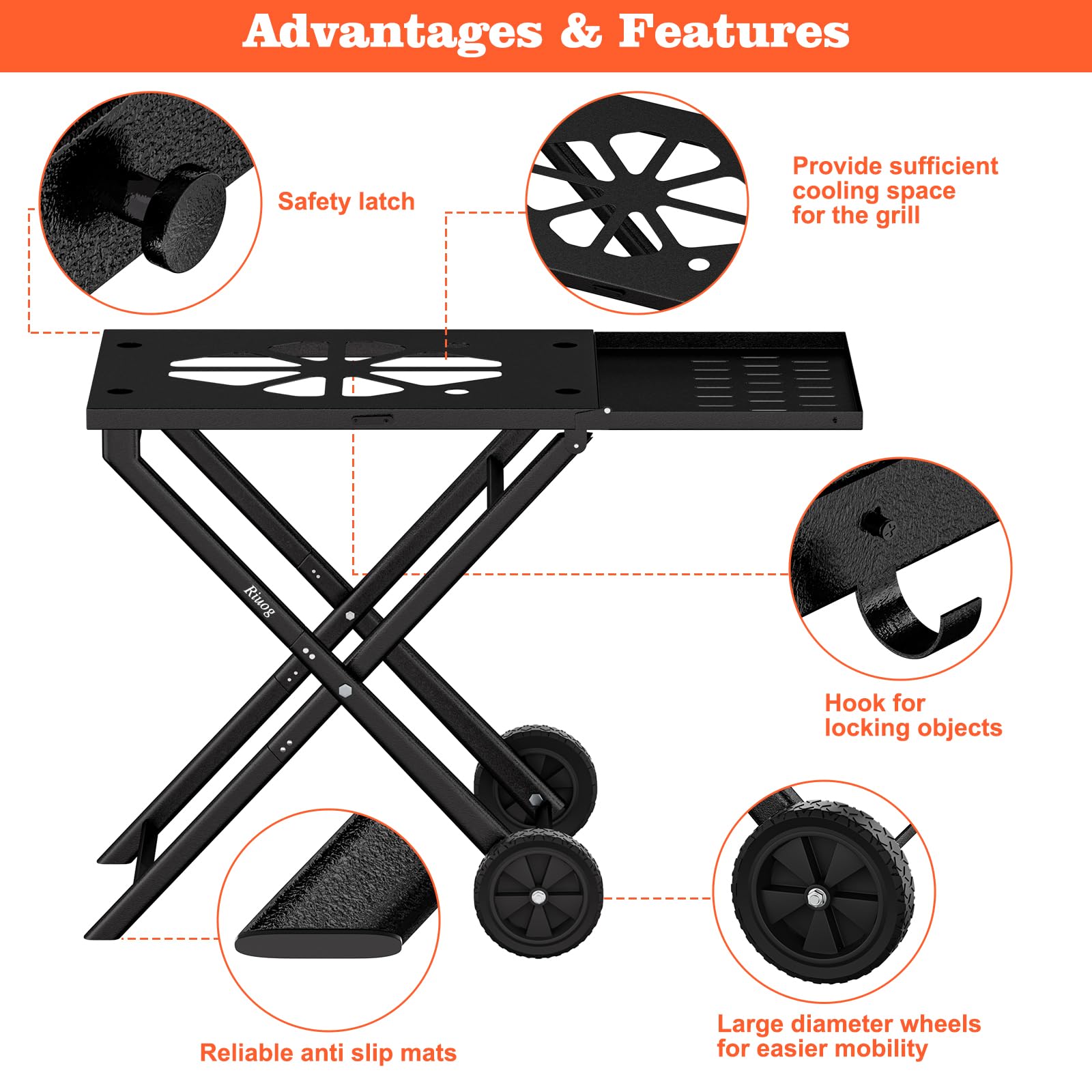 Snapklik.com : Riuog Portable Griddle Stand Trolley Compatible For ...
