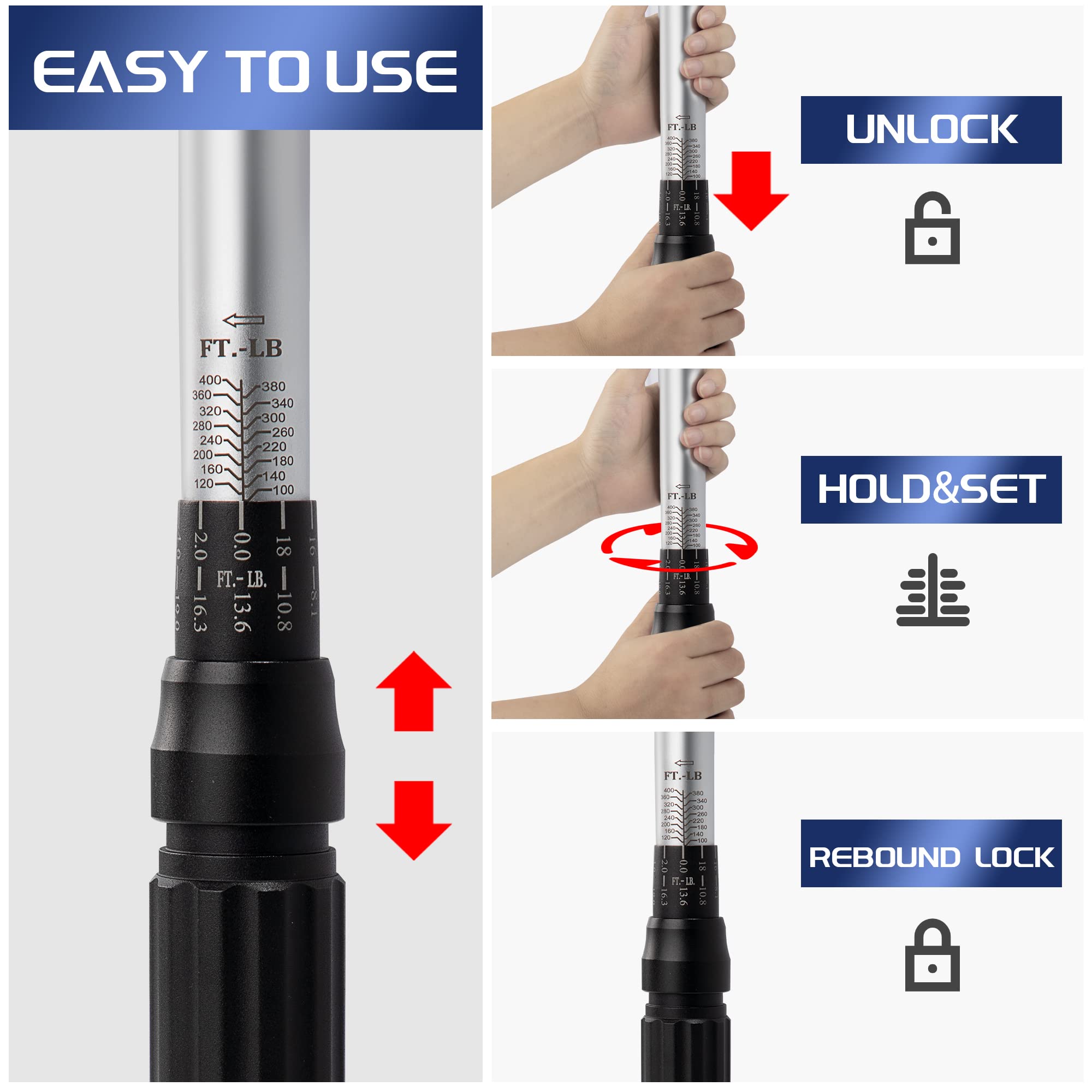 Snapklik.com : 3/4-Inch Drive Click Torque Wrench, Dual-Direction Click ...