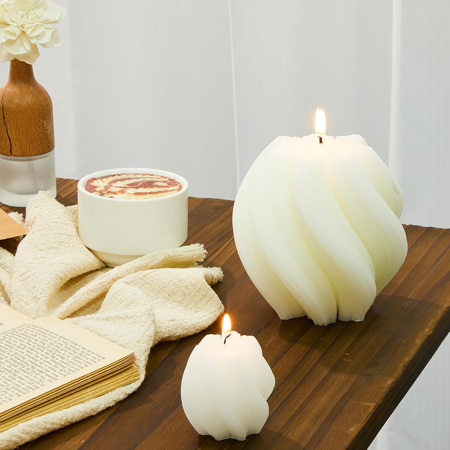 Amazon.com: MTLEE 2 Pcs Swirl Candle Elegant Aesthetic Candle Handmade ...