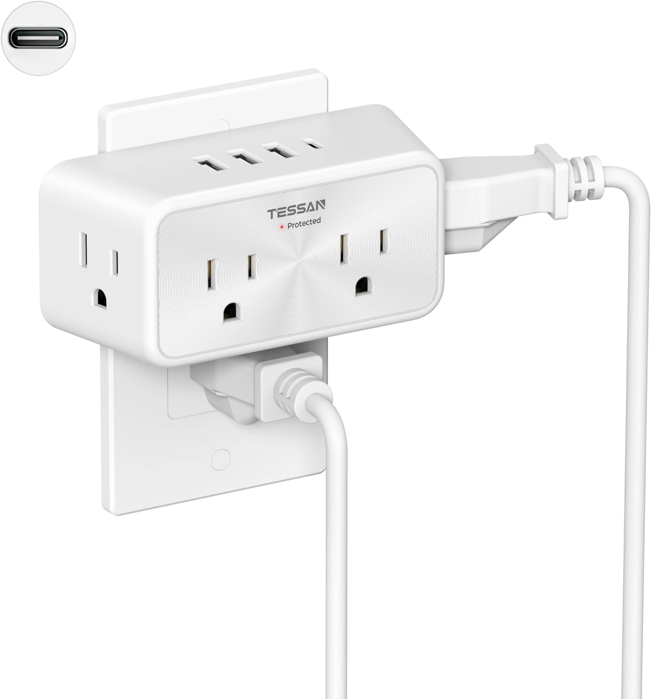 Amazon.com: USB Multi Plug Outlet Splitter, TESSAN Surge Protector 4 ...