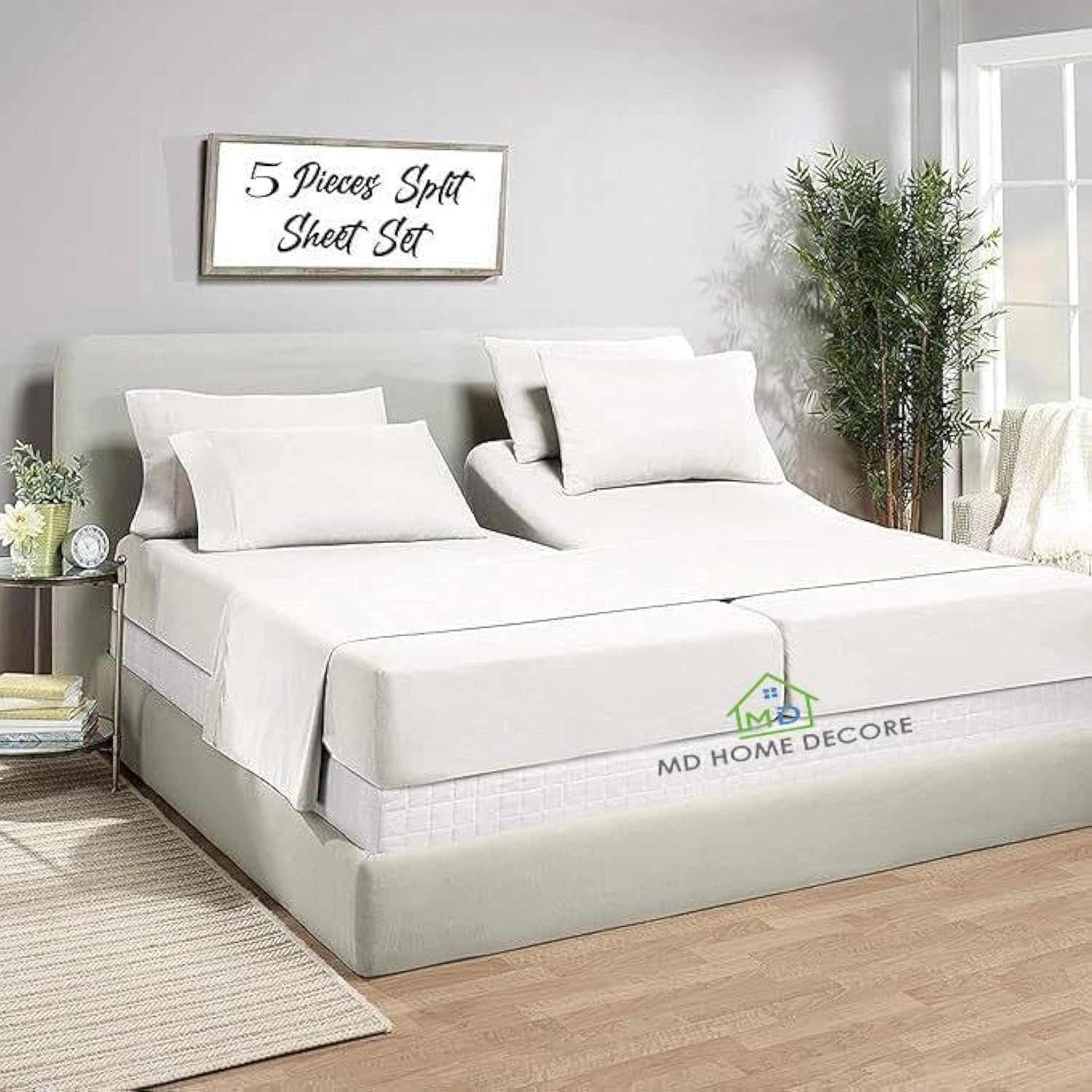 Amazon.com: 600 Thread Count Split Sheet Set 5PC Split King Sheets for ...