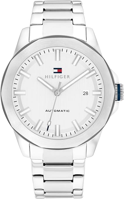 Amazon.com: Tommy Hilfiger Men's Automatic Watch – 44 mm Stainless ...