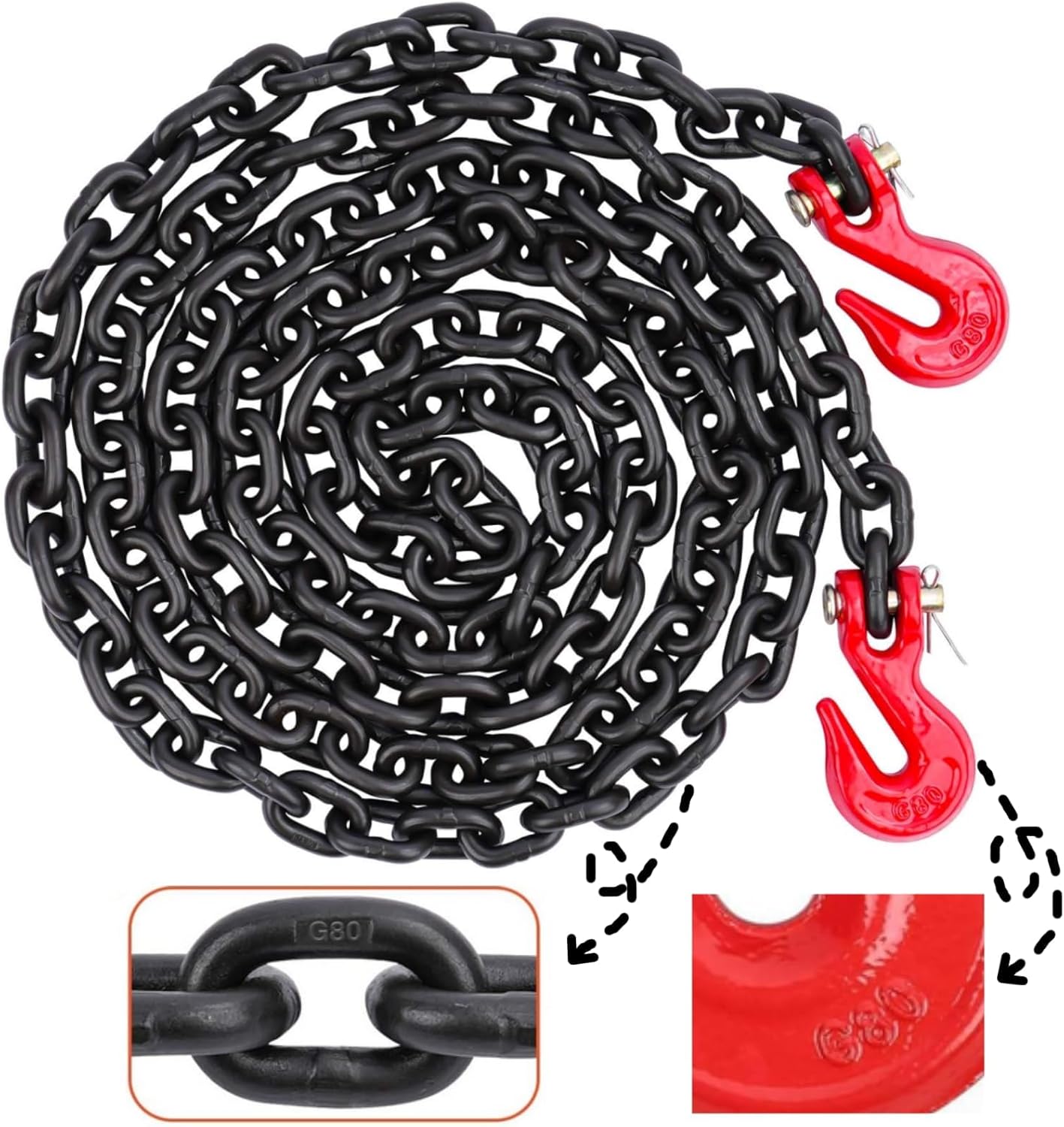 Amazon.com: Lechansen G80 Transport Binder Chain 5/16 Inch x 10 FT ...