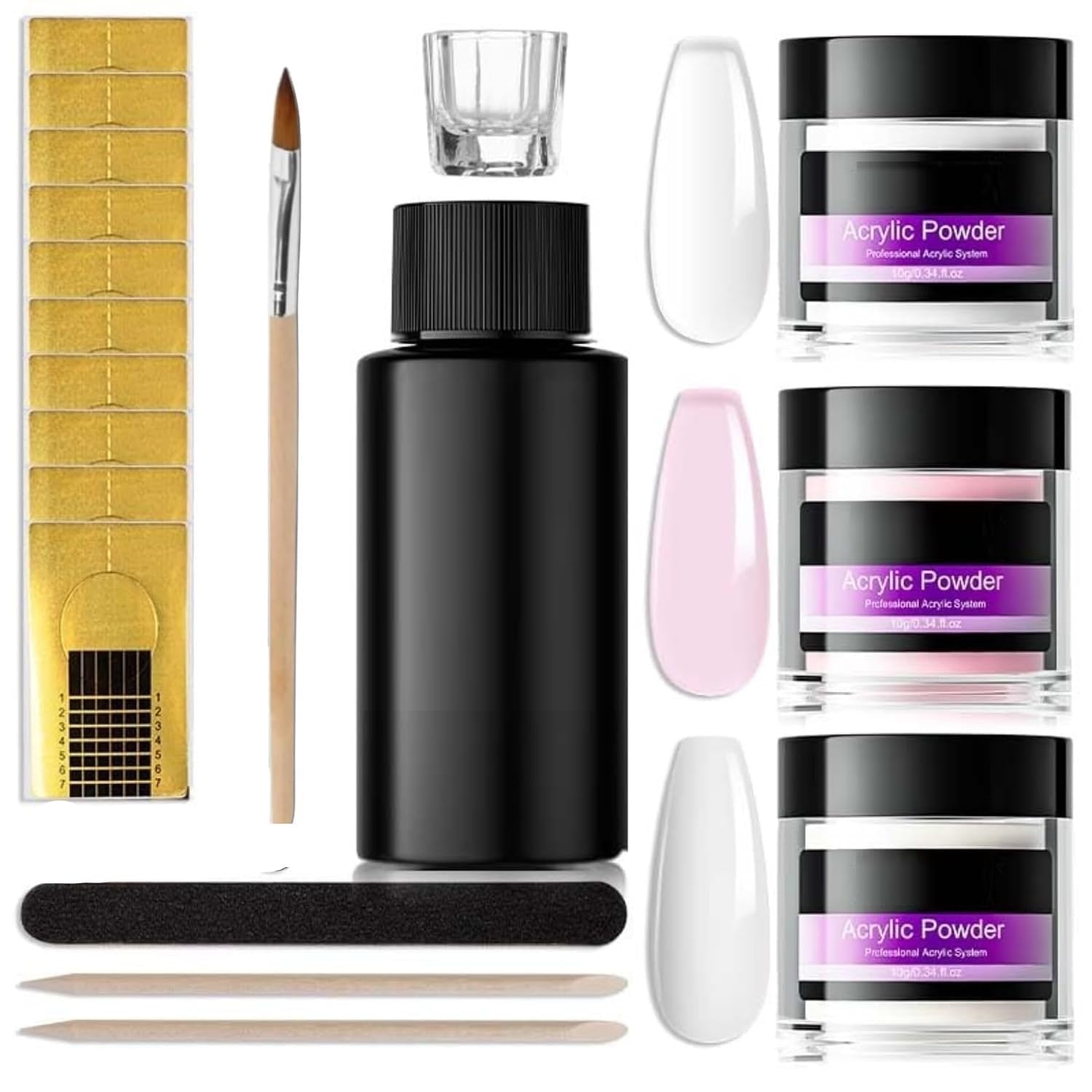 Acrylic Powder Kit, Clear Pink Acrylic Nail Powder Set Polymer Nail ...