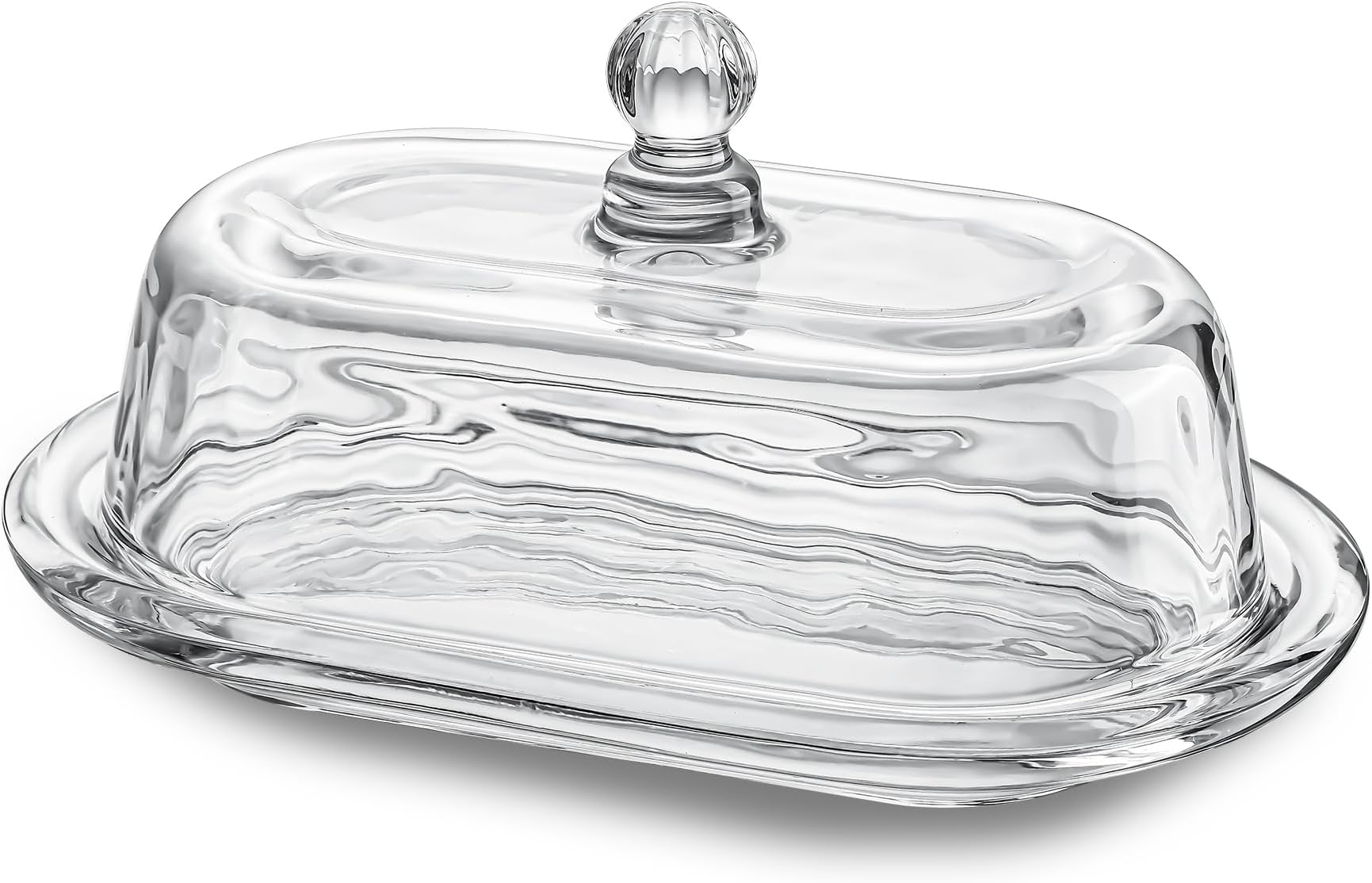 Amazon.com | 7 inch Glass Butter Dish with Lid, Clear Covered Butter ...
