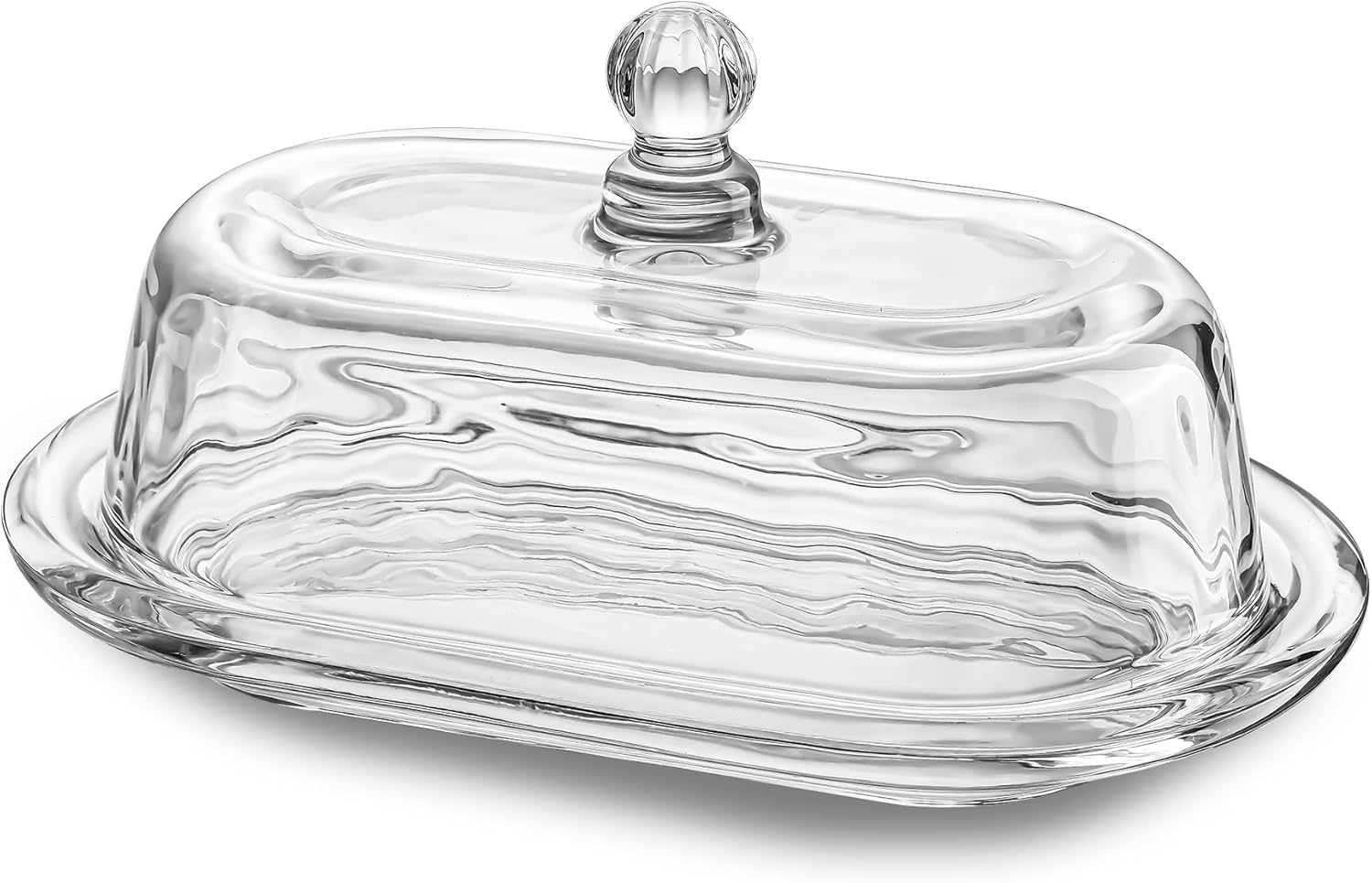 Amazon.com | 7 inch Glass Butter Dish with Lid, Clear Covered Butter ...