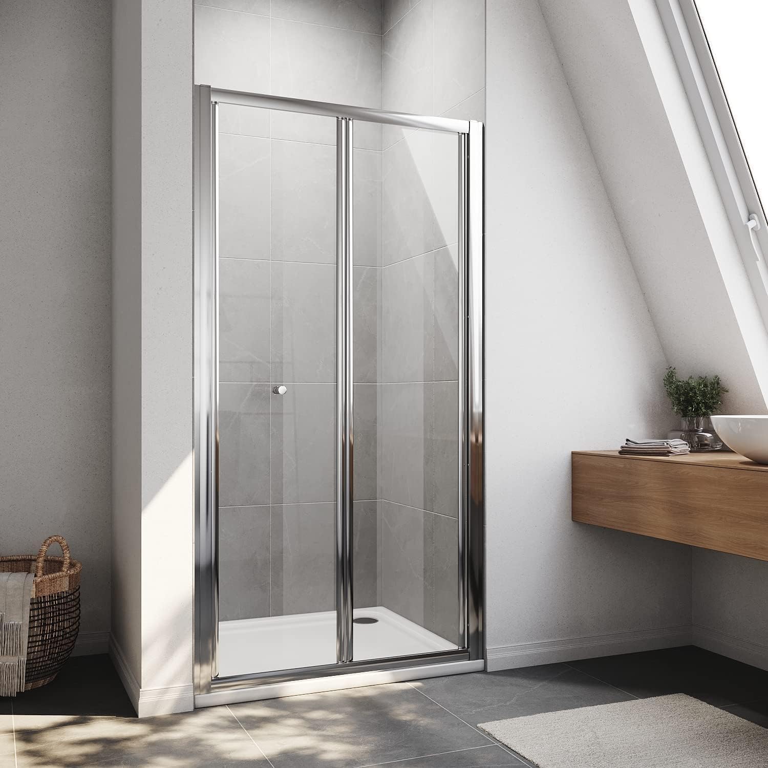 Buy ELEGANT 760mm Bi-Fold Shower Door Sliding Shower Screens Enclosure ...
